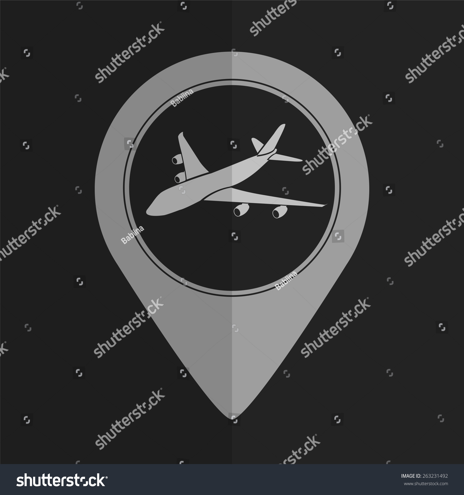 Airplane Vector Icon Map Pointer Flat Stock Vector (Royalty Free ...