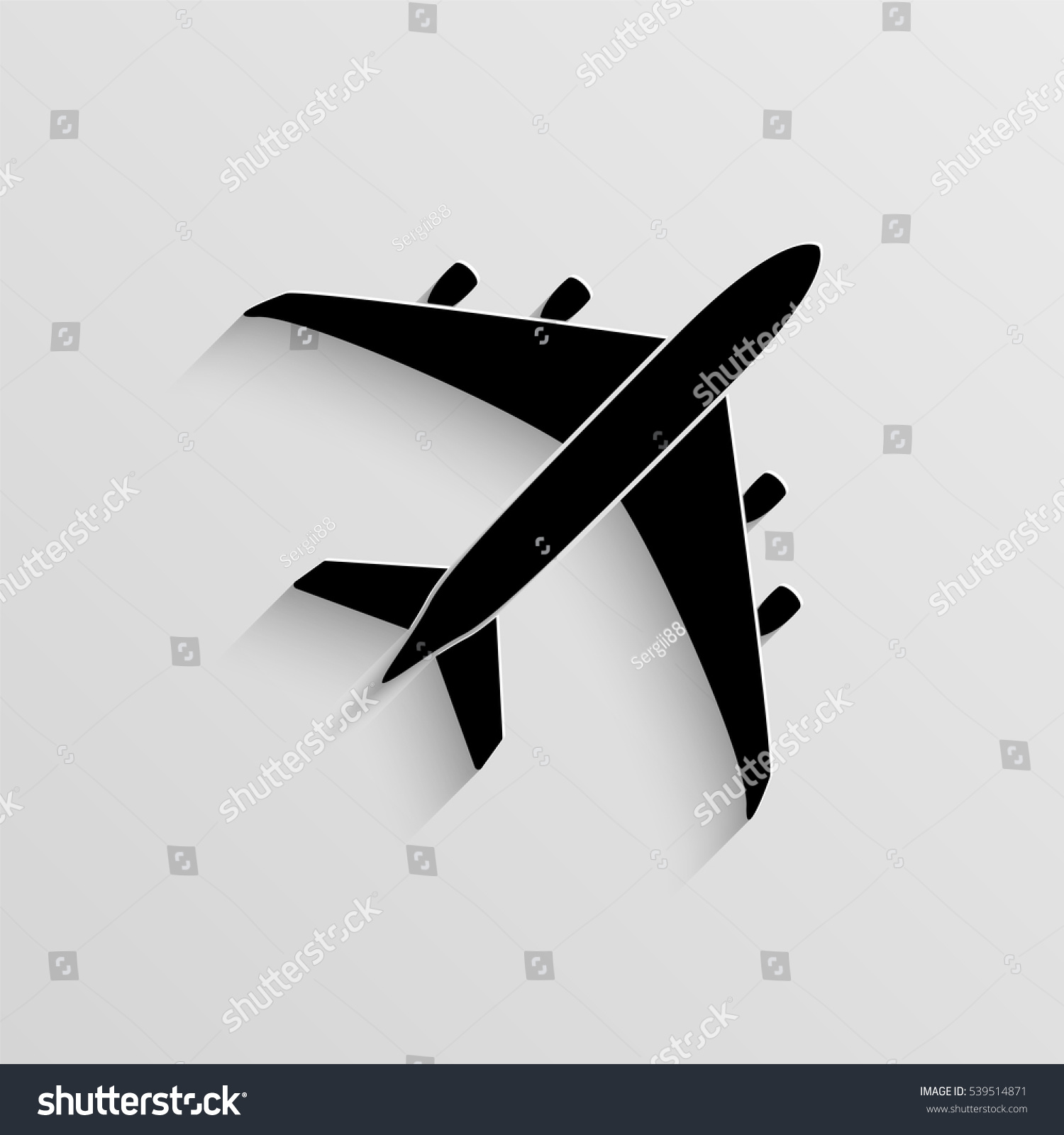 Airplane Vector Icon Shadow Stock Vector (Royalty Free) 539514871 ...