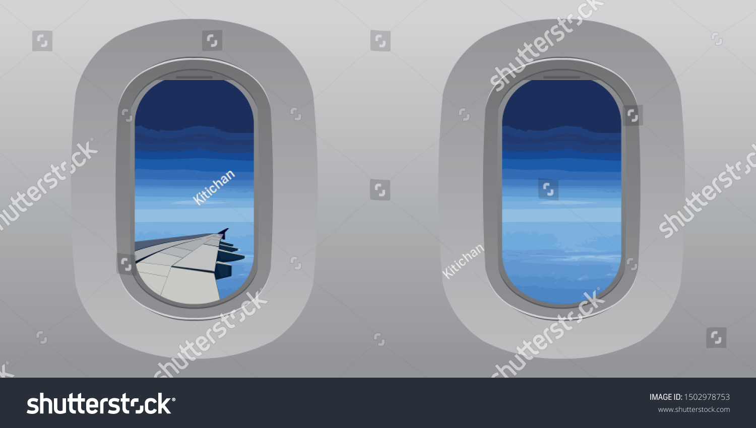 Airplane Windows View Inside Draw Vector 스톡 벡터(로열티 프리) 1502978753