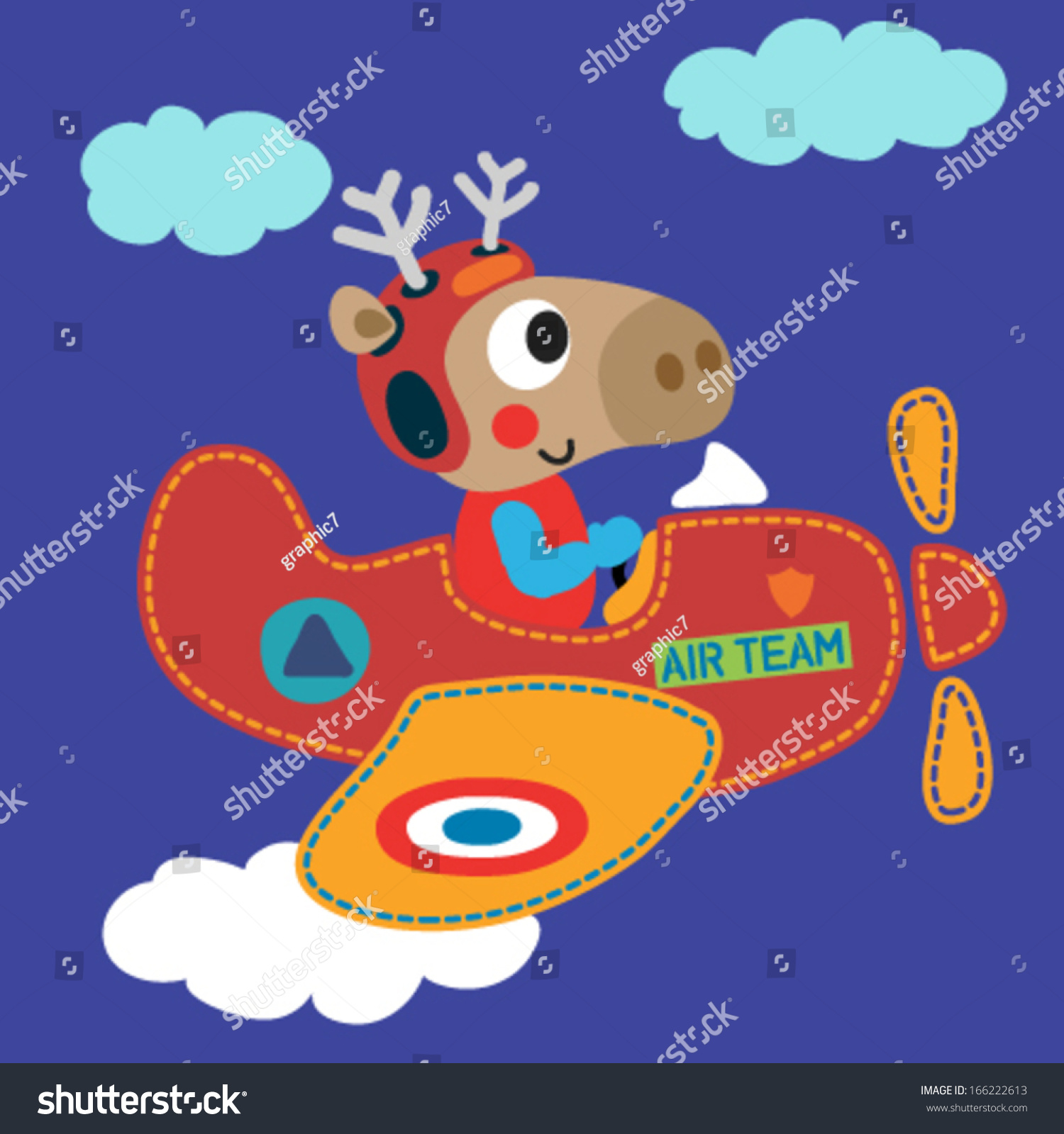 Airplane Cute Deer Vector Illustration Stock Vector (Royalty Free ...