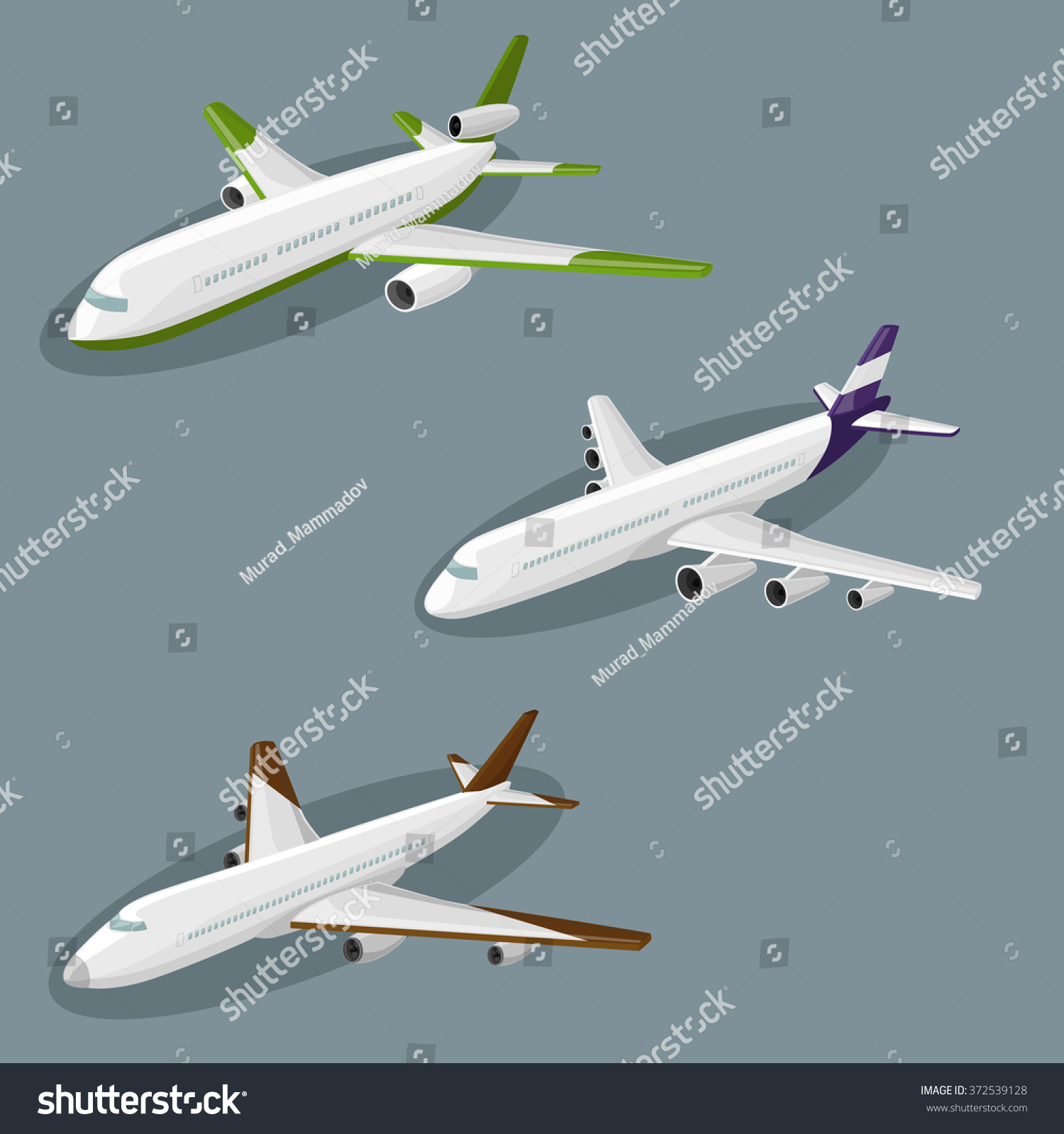 Airplanes Vector Image Design Set Stock Vector (Royalty Free) 372539128
