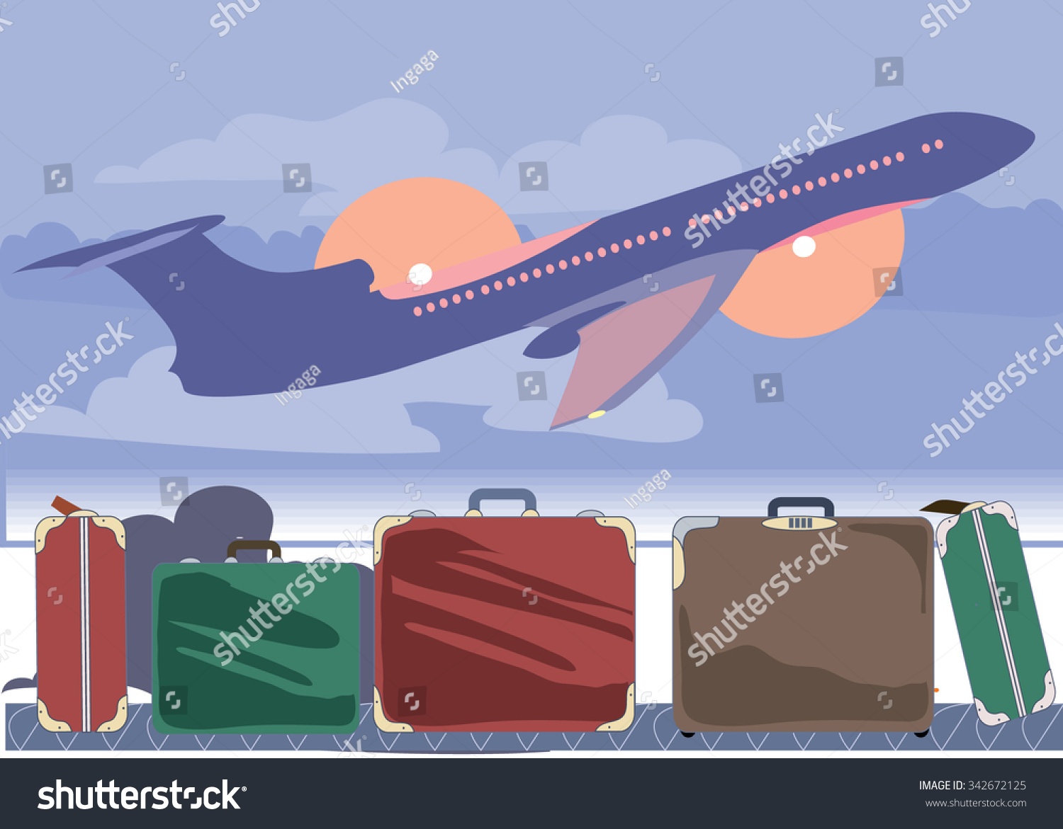 Airport Baggage Vector Stock Vector (Royalty Free) 342672125