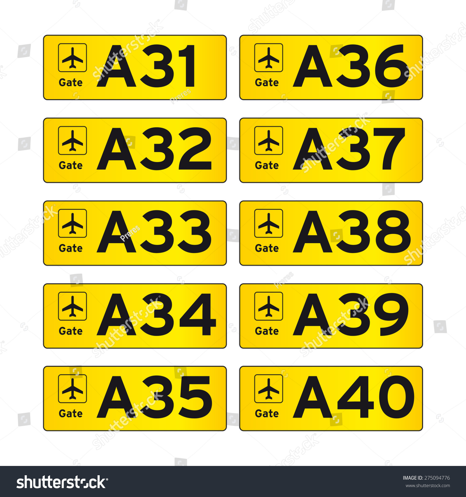 Vektor Stok Airport Gate Sign Vector Set (Tanpa Royalti) 275094776 ...