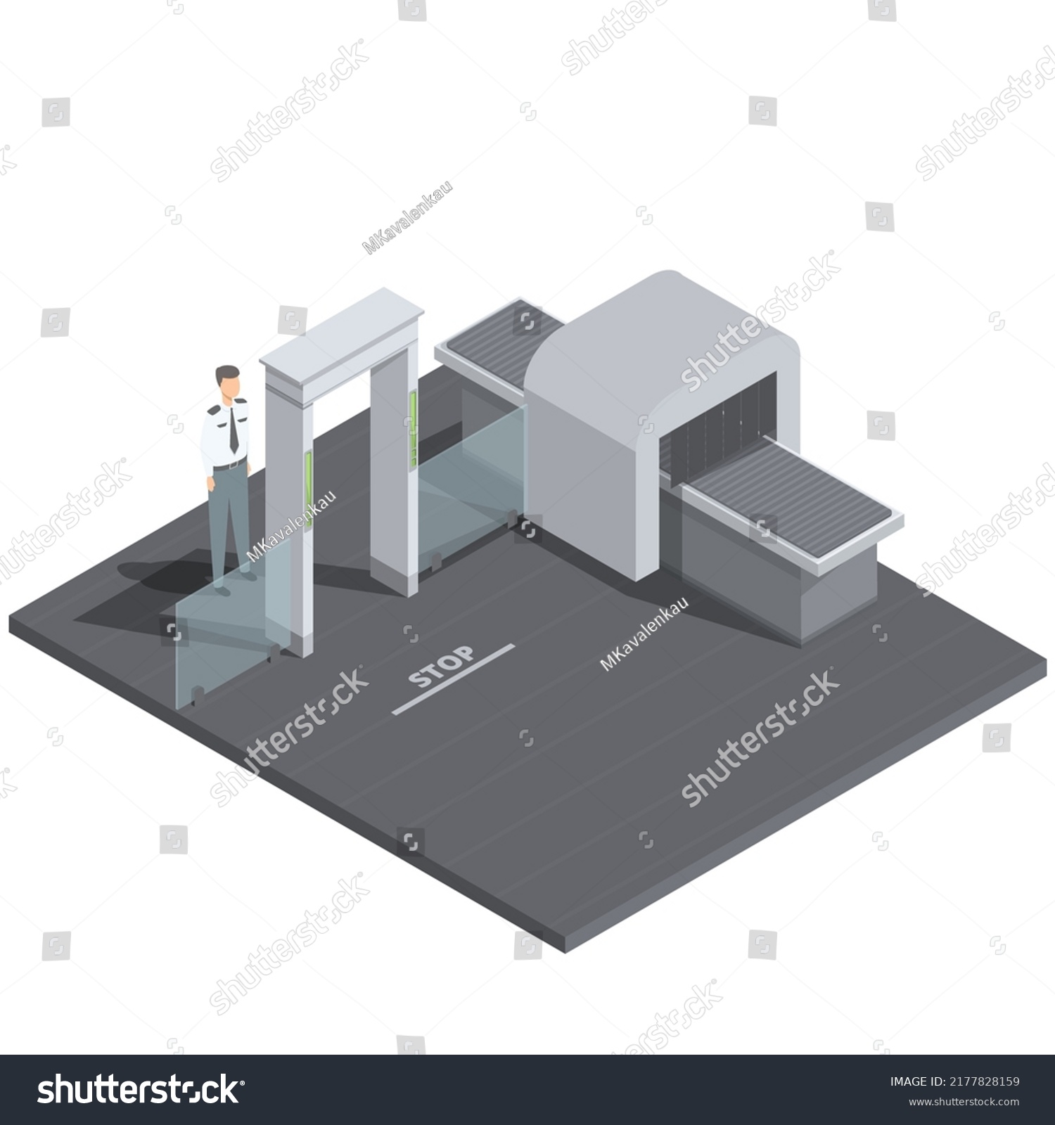 Airport Security Check Isometric Vector Illustrator Stock Vector ...