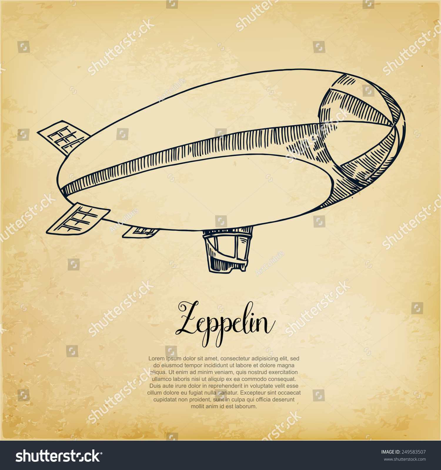 Airship Vector Hand Drawing Stock Vector (Royalty Free) 249583507 ...