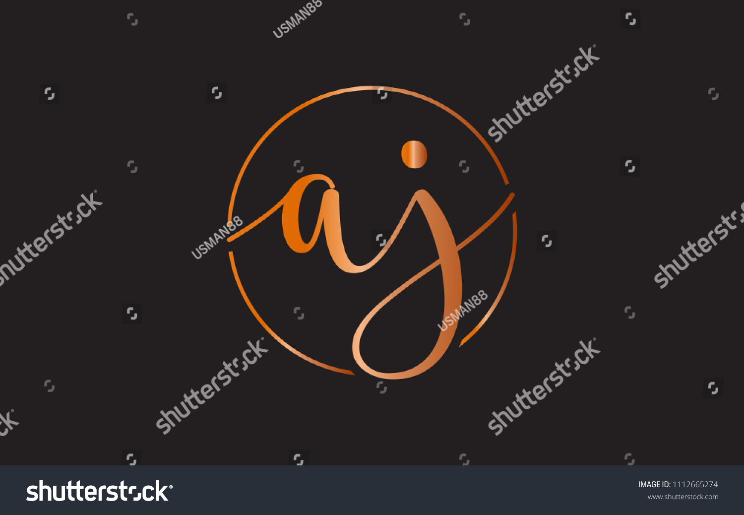 Aj Ja J Circular Lowercase Cursive Stock Vector (Royalty Free) 1112665274