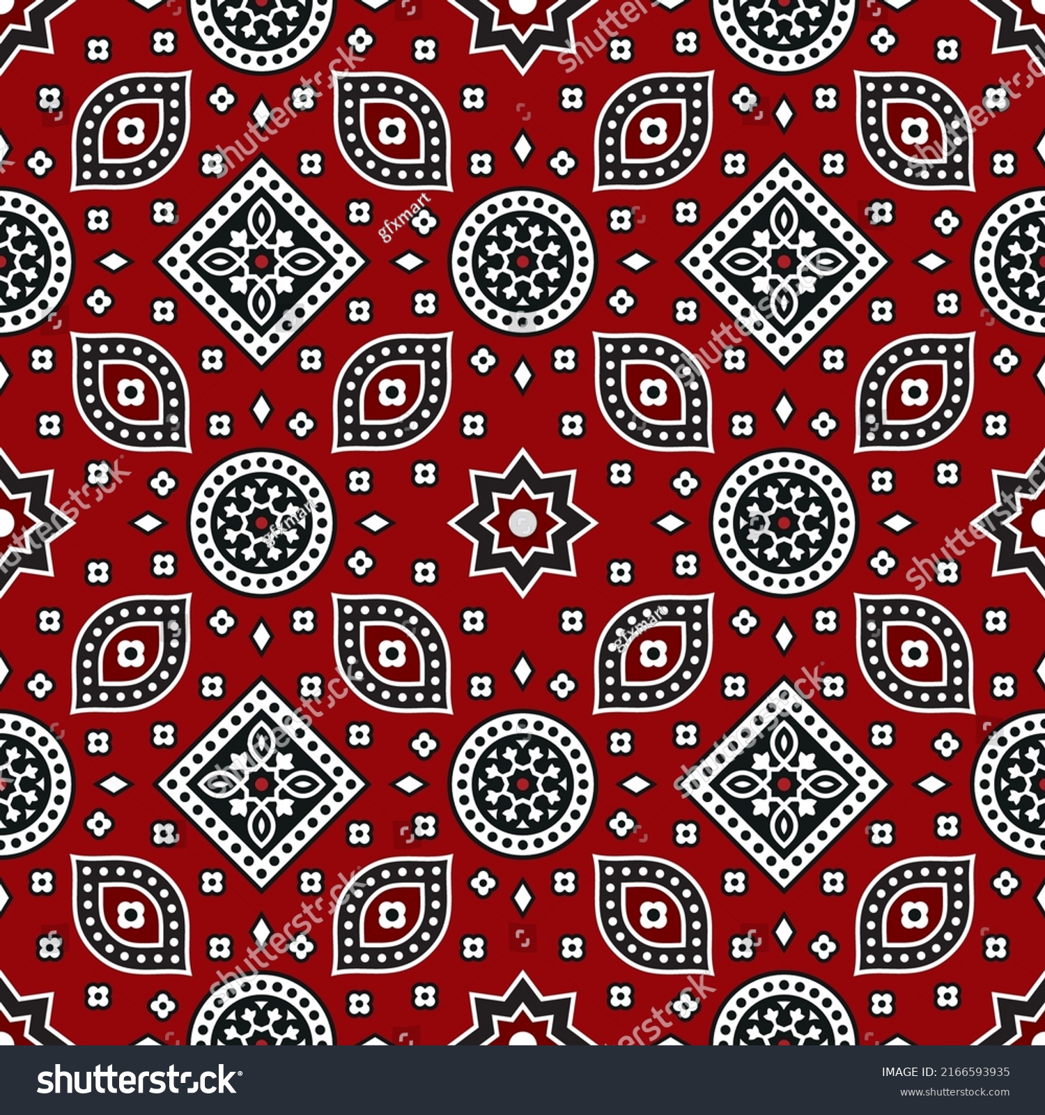 Ajrakh Floral Pattern Vector Illustration Stock Vector (Royalty Free ...