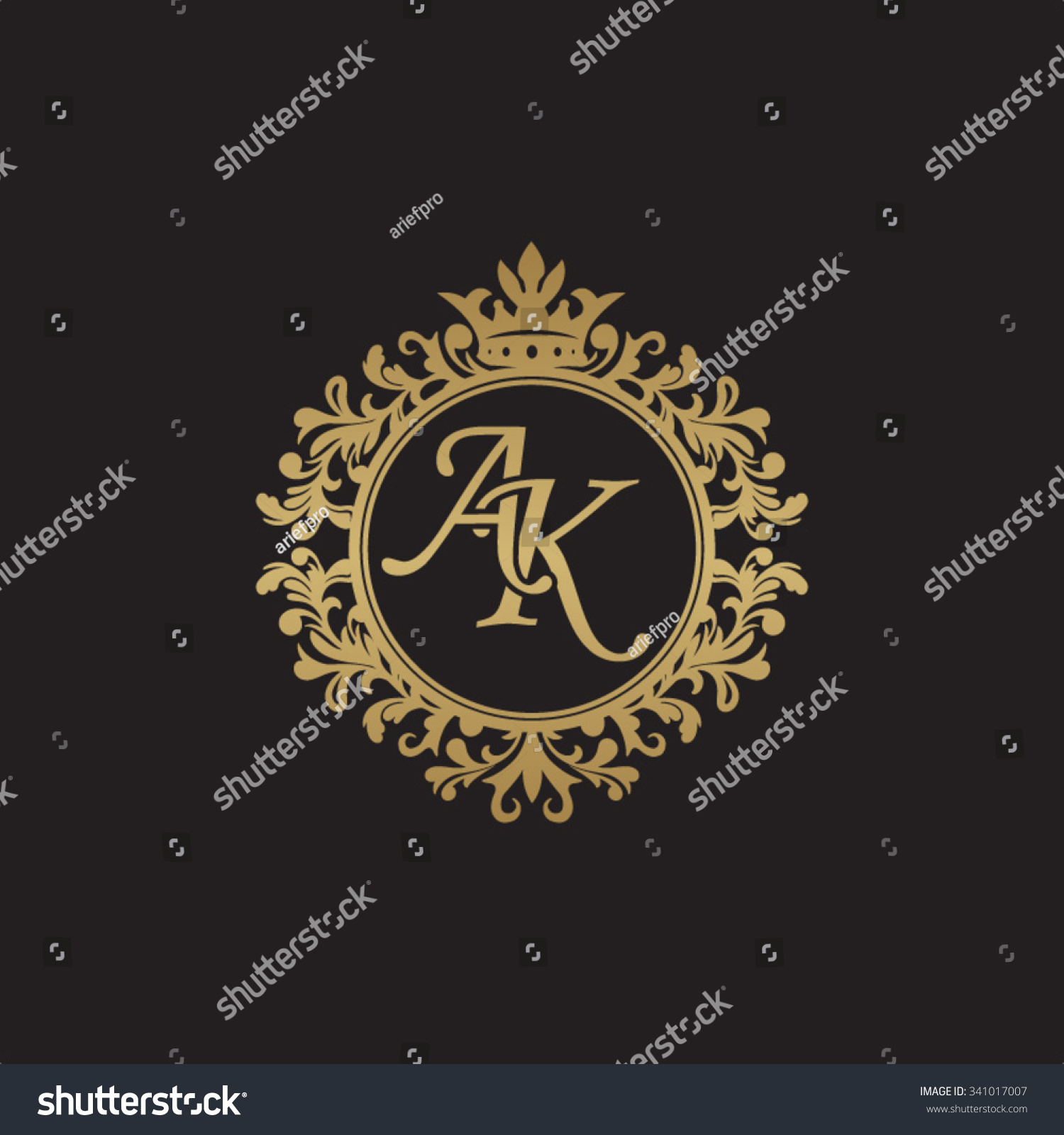 Ak Initial Luxury Ornament Monogram Logo Stock Vector (Royalty Free ...