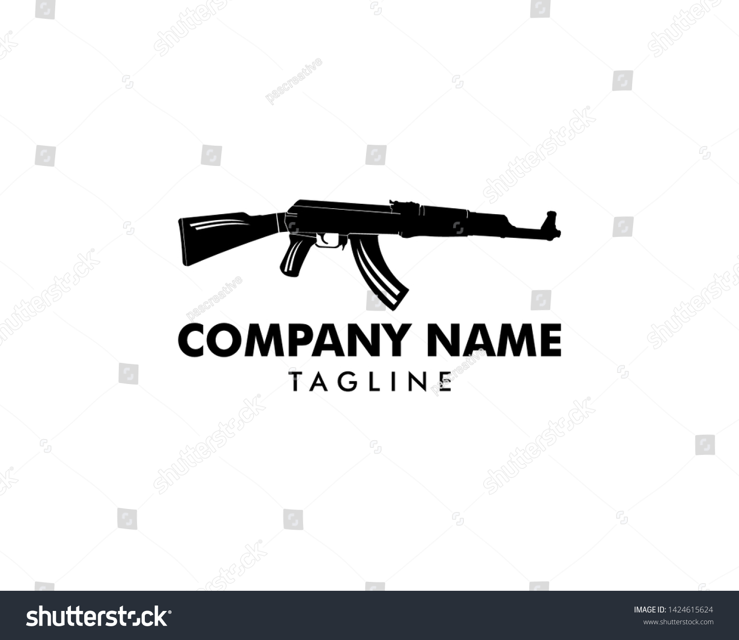 Ak 47 Logo Template Design Stock Vector (Royalty Free) 1424615624