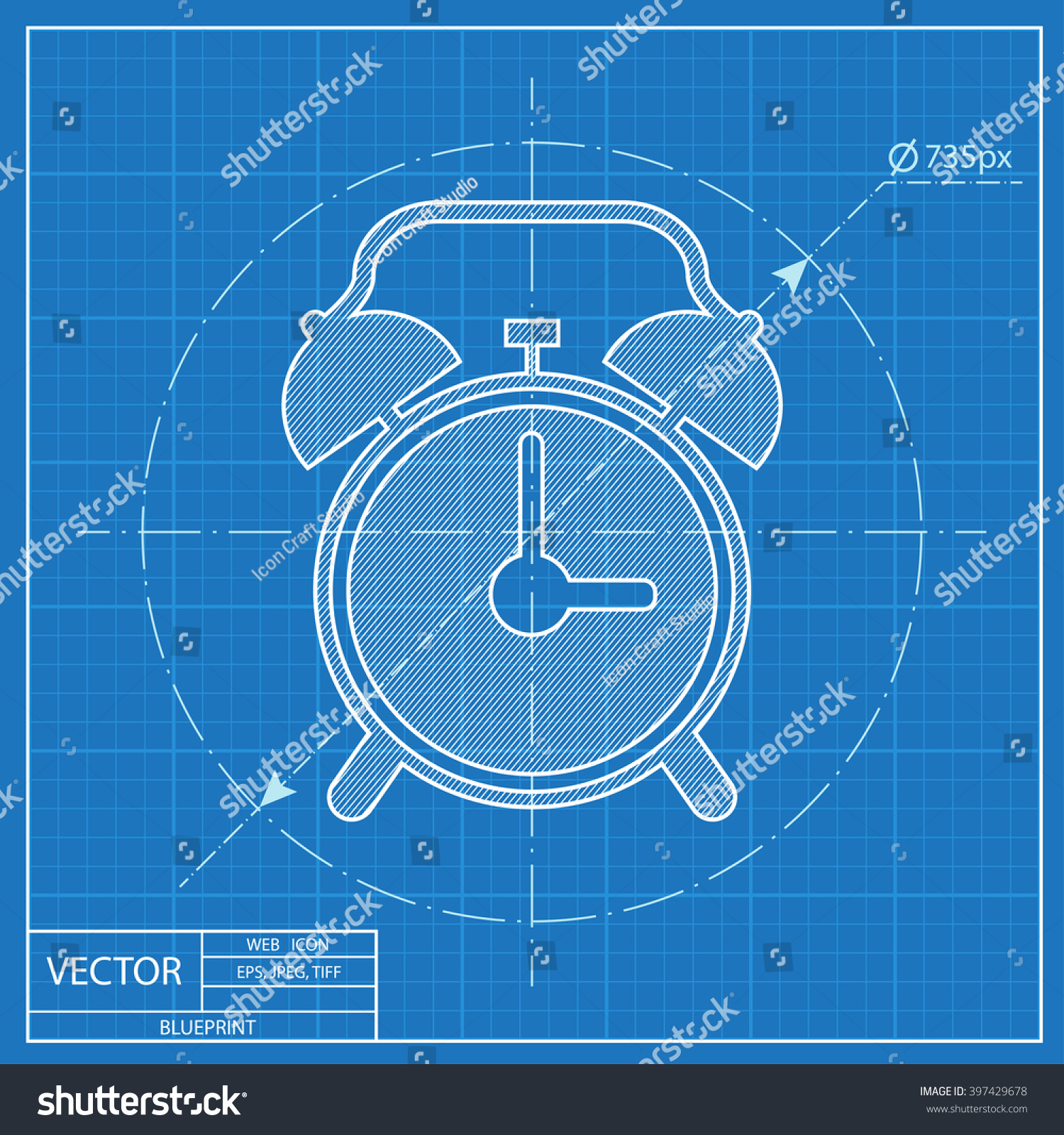 Alarm Clock Vector Blueprint Icon Stock Vector (Royalty Free) 397429678