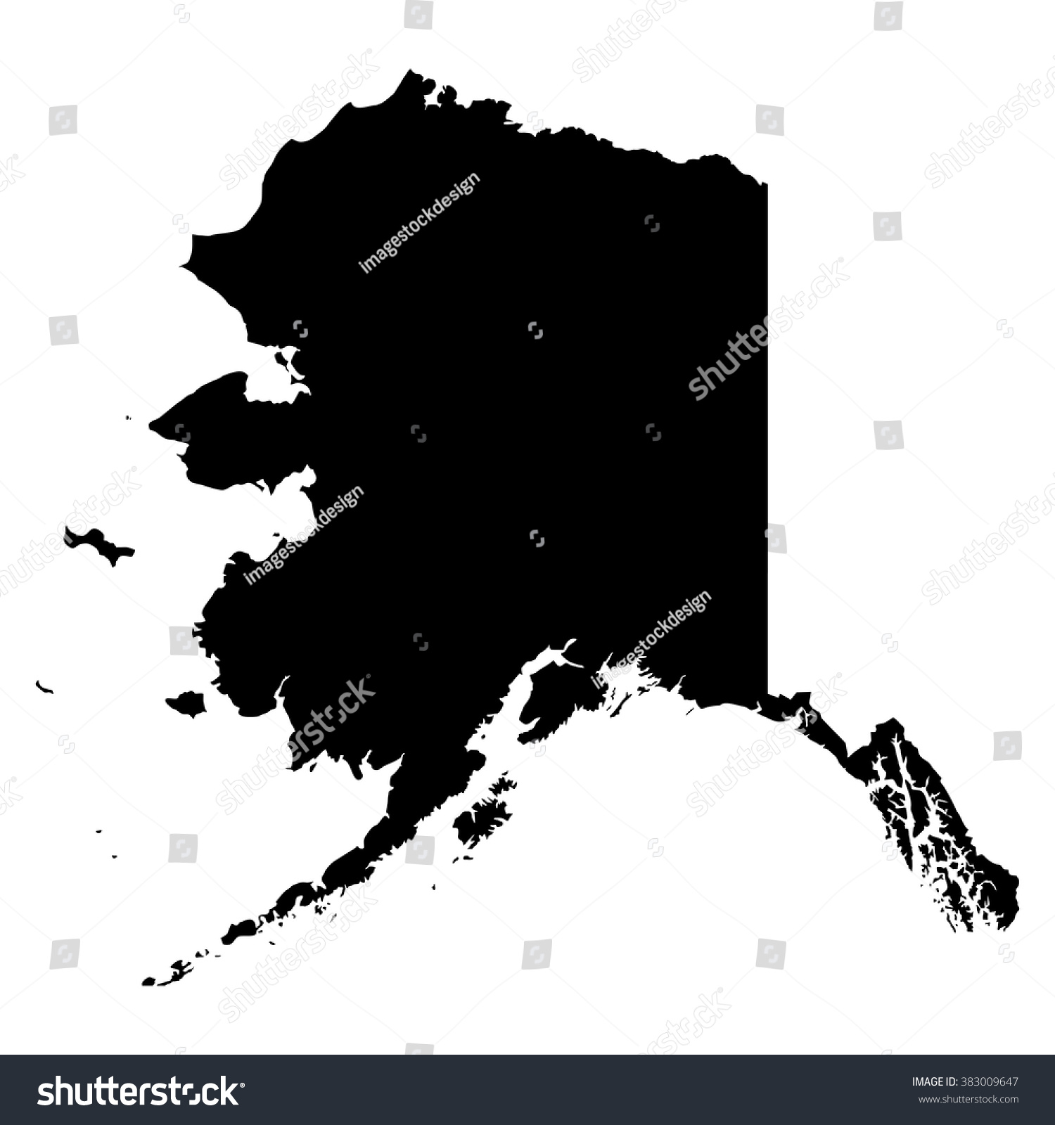 Vektor Stok Alaska Map On White Background Vector (Tanpa Royalti ...