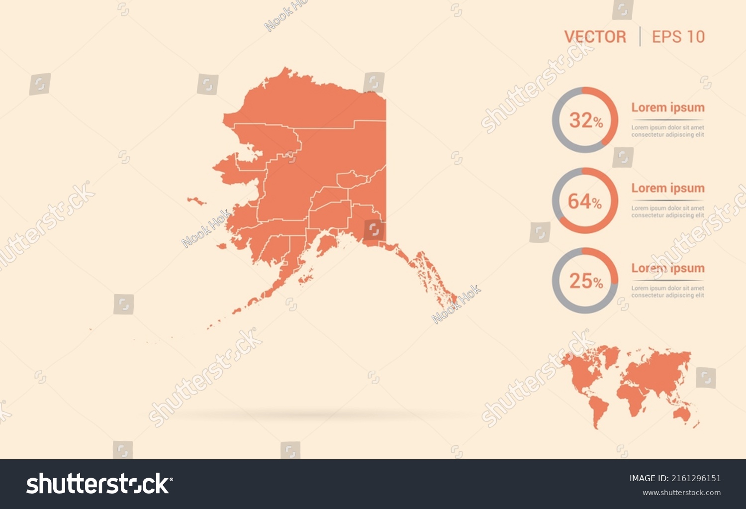 Alaska Map Orange Abstract Infographic Vector Stock Vector (Royalty ...