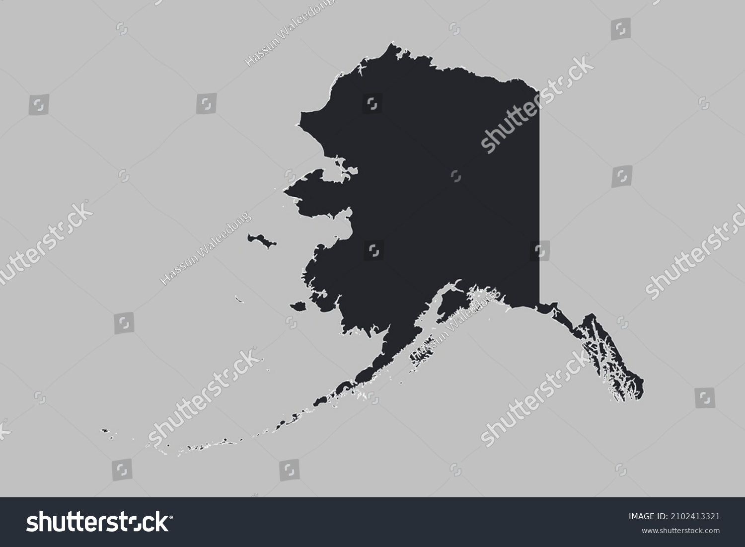Alaska Map Vector Isolated On Gray Stock Vector (Royalty Free) 2102413321
