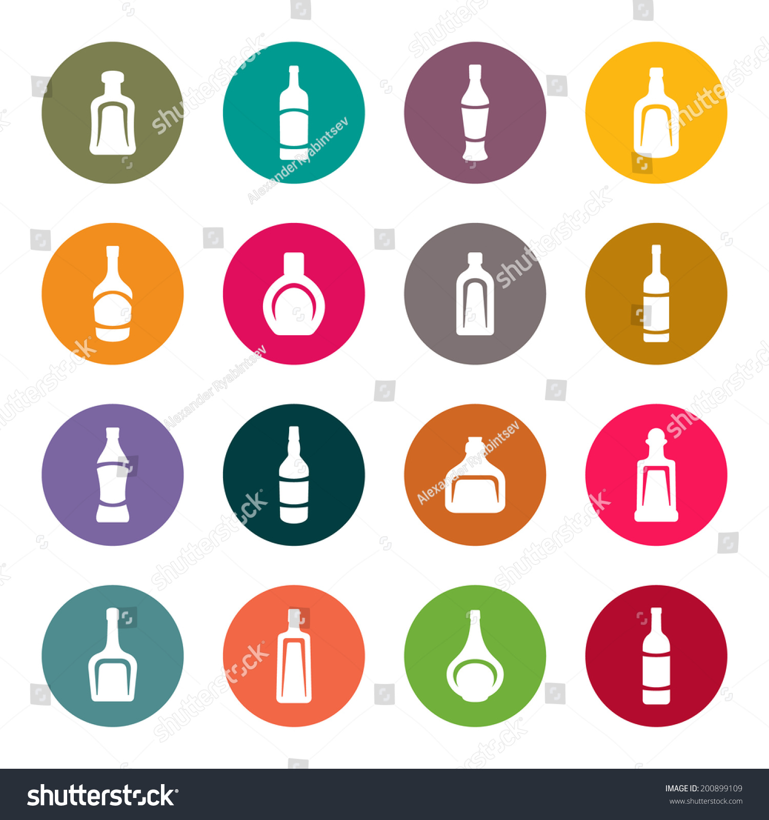 Alcohol Bottles Icon Set Stock Vector (Royalty Free) 200899109