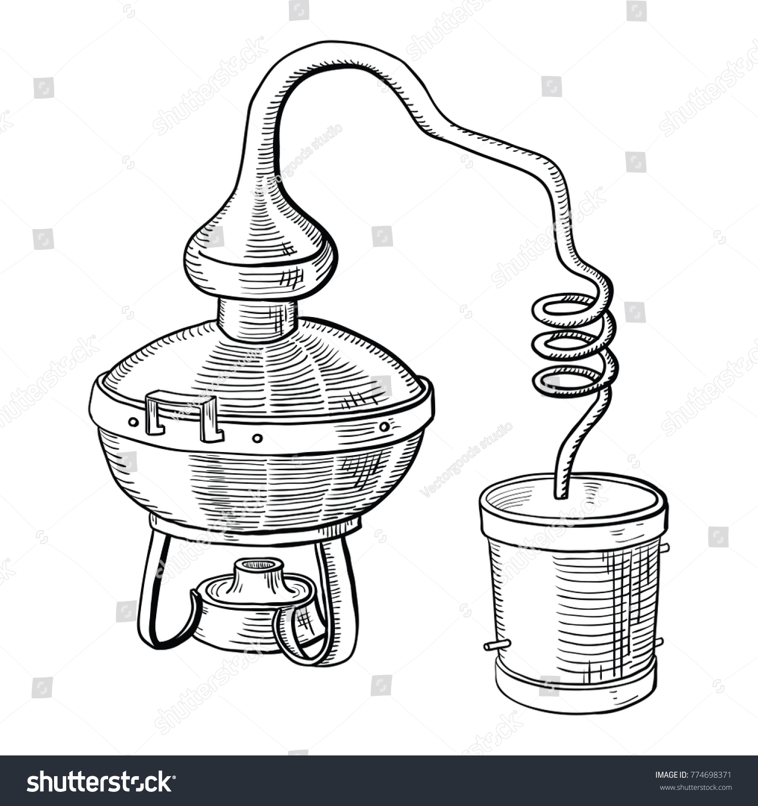 proceso de destilación de alcohol. Ilustración: vector de stock (libre ...