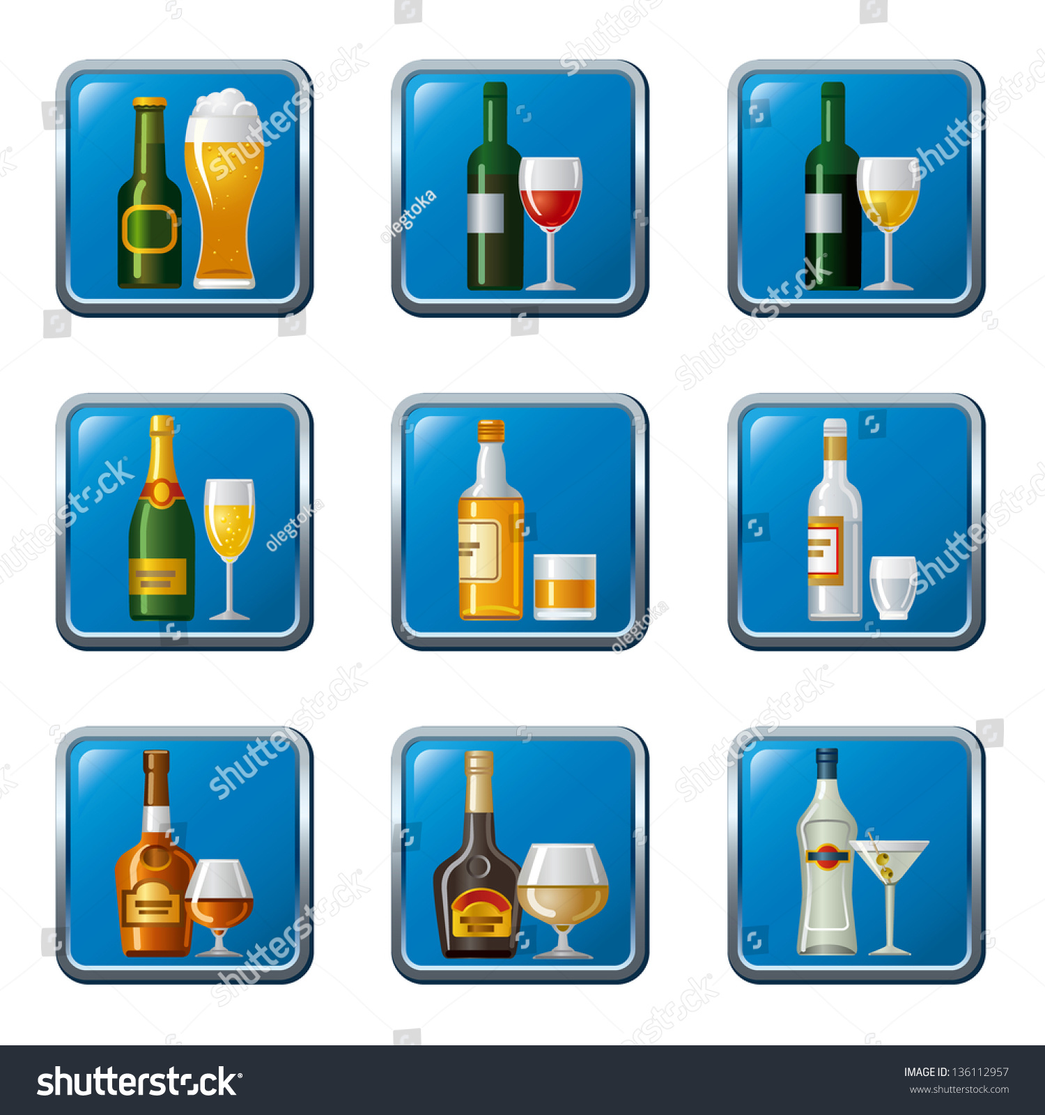 Alcohol Drinks Icon Set Buttons Stock Vector (Royalty Free) 136112957