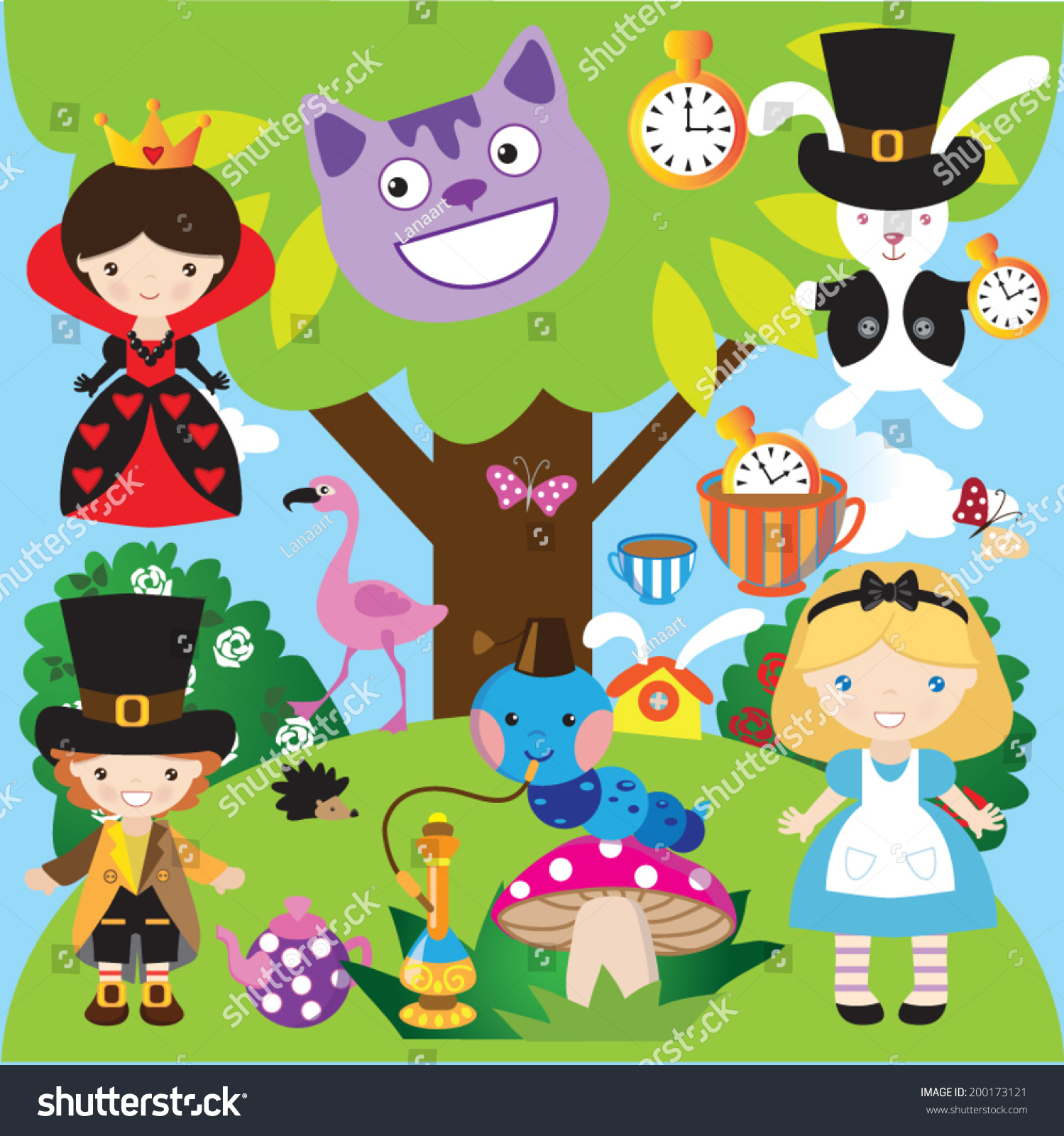 Alice Wonderland Vector Illustration: vector de stock (libre de ... Alice Wonderland Vector Illustration: vector de stock (libre de ...