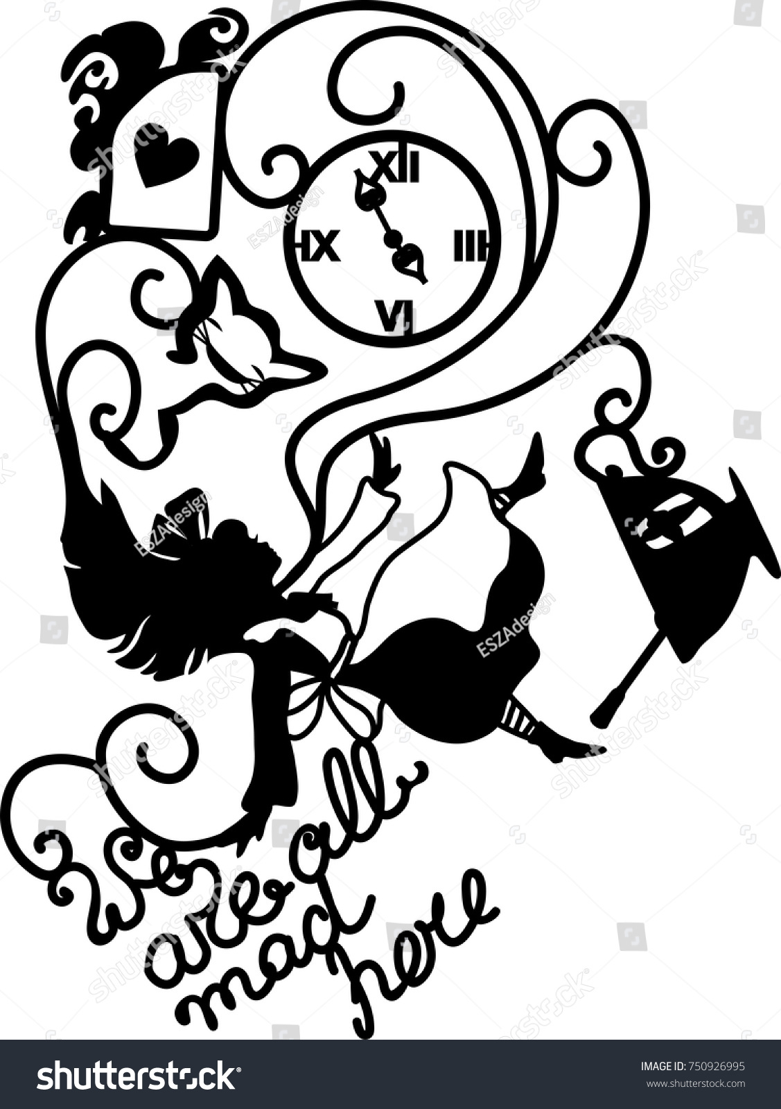 Alice Wonderland Vector Illustration Stock Vector (Royalty Free) 750926995 Alice Wonderland Vector Illustration Stock Vector (Royalty Free) 750926995