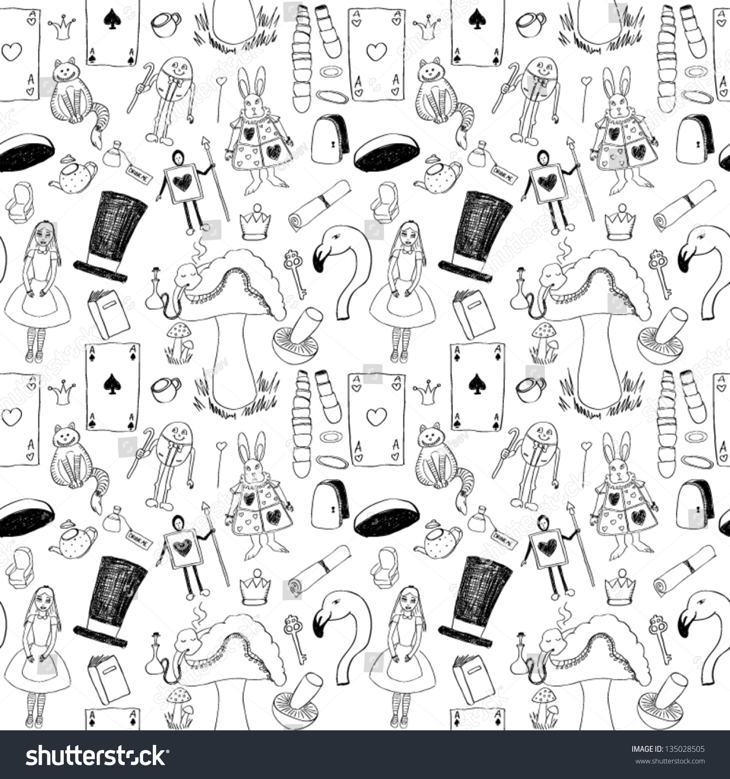 Alice Seamless Texture Stock Vector (Royalty Free) 135028505 | Shutterstock