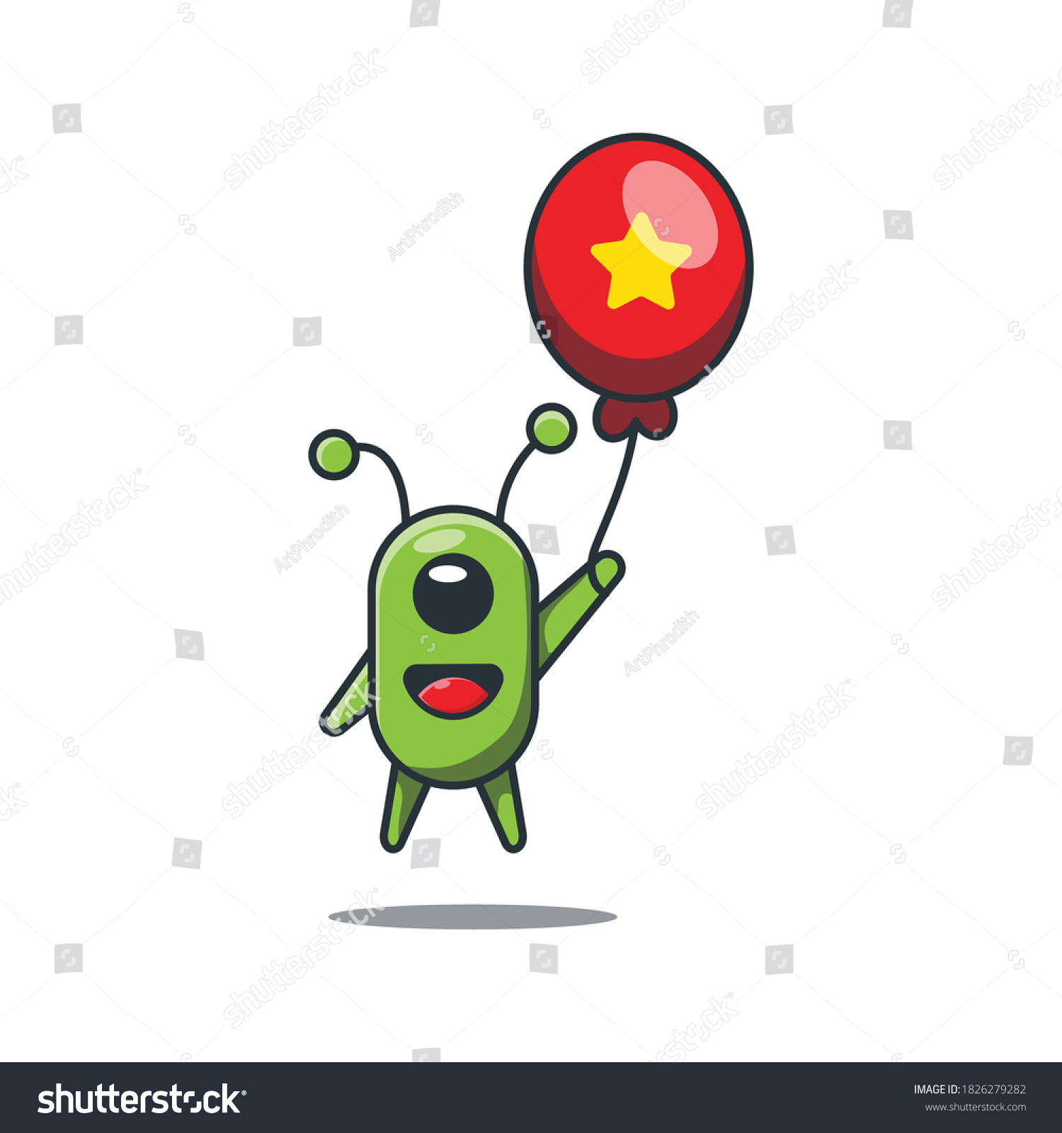 Alien Ballon Cute Vector Character Design Stock Vector (Royalty Free ...