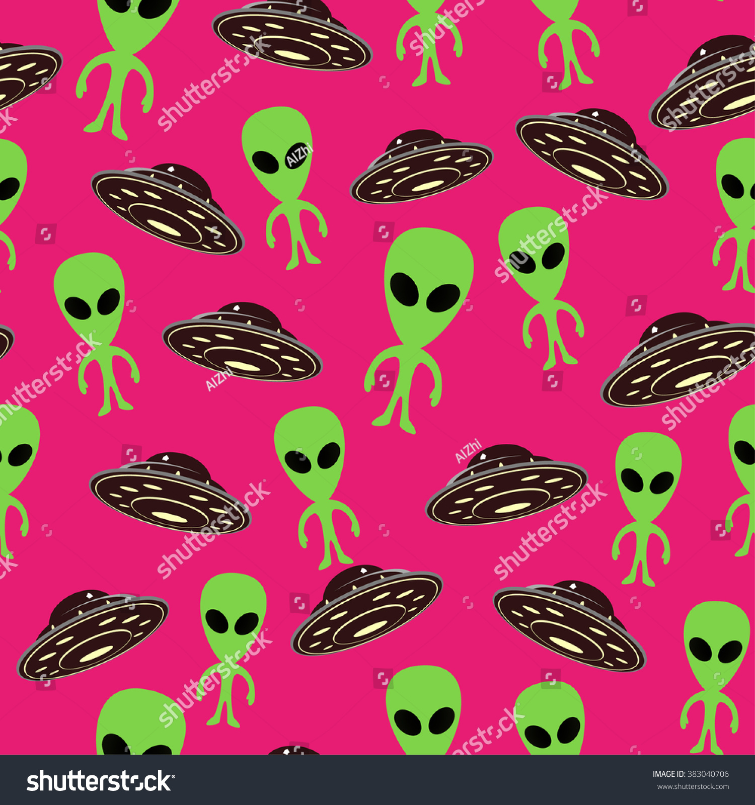 Alien Ufo Back Pattern Seamless Red Stock Vector (Royalty Free) 383040706