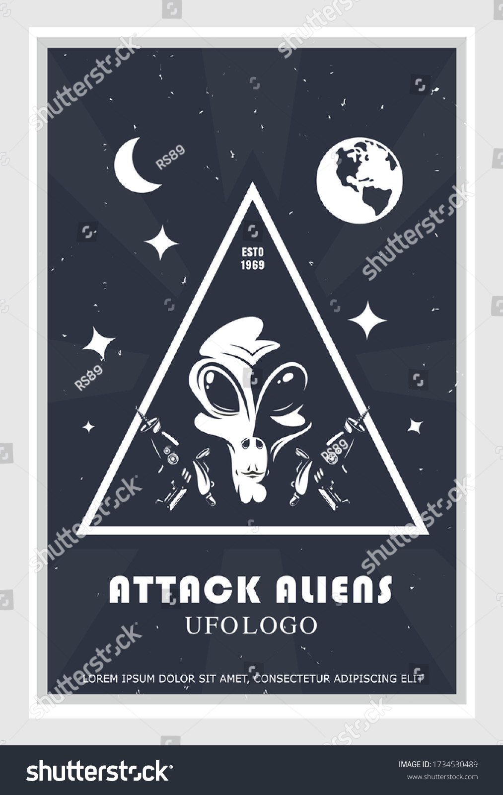 Alien Attack Poster Humanoid Face Design Stock Vector (Royalty Free ...