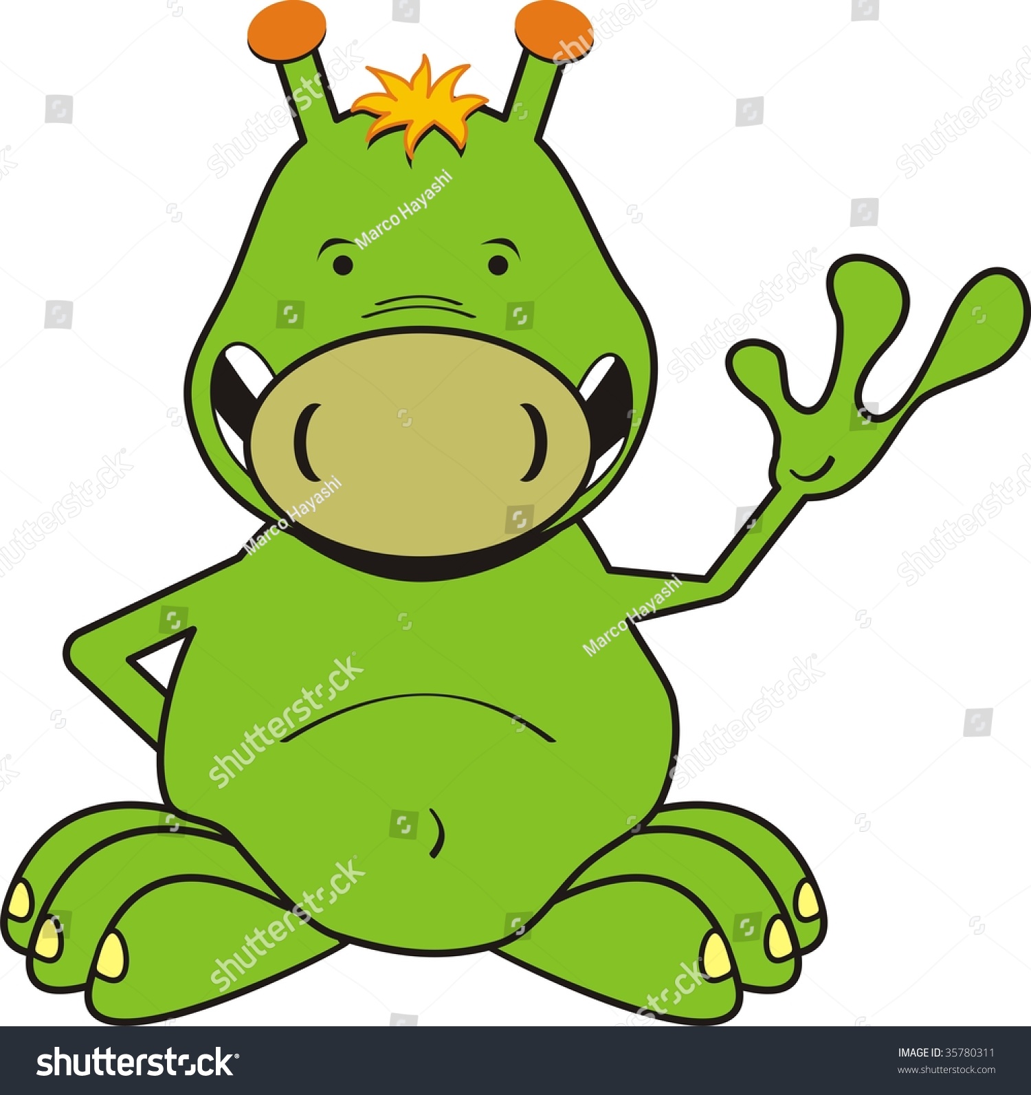 Vector Cartoon Green Alien Extraterrestrial Stock Vector