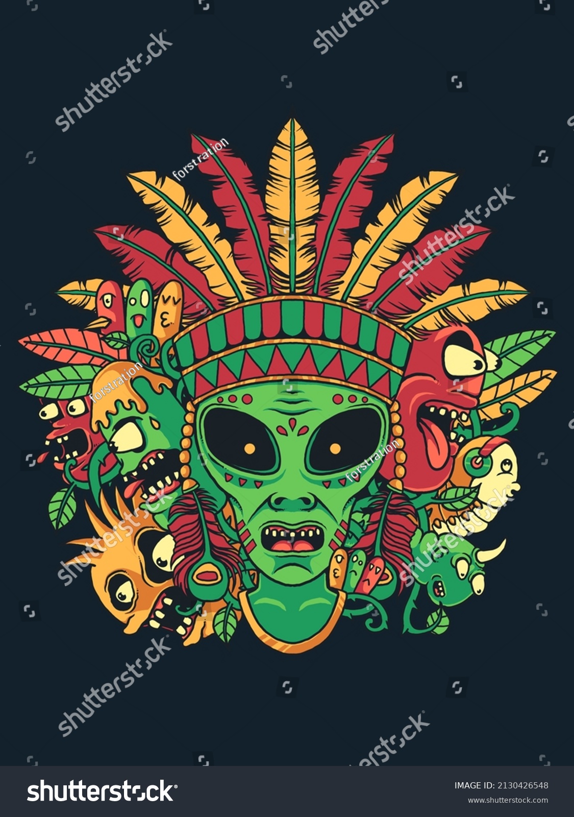 Alien Doodle Vector Print Illustration Stock Vector (Royalty Free ...