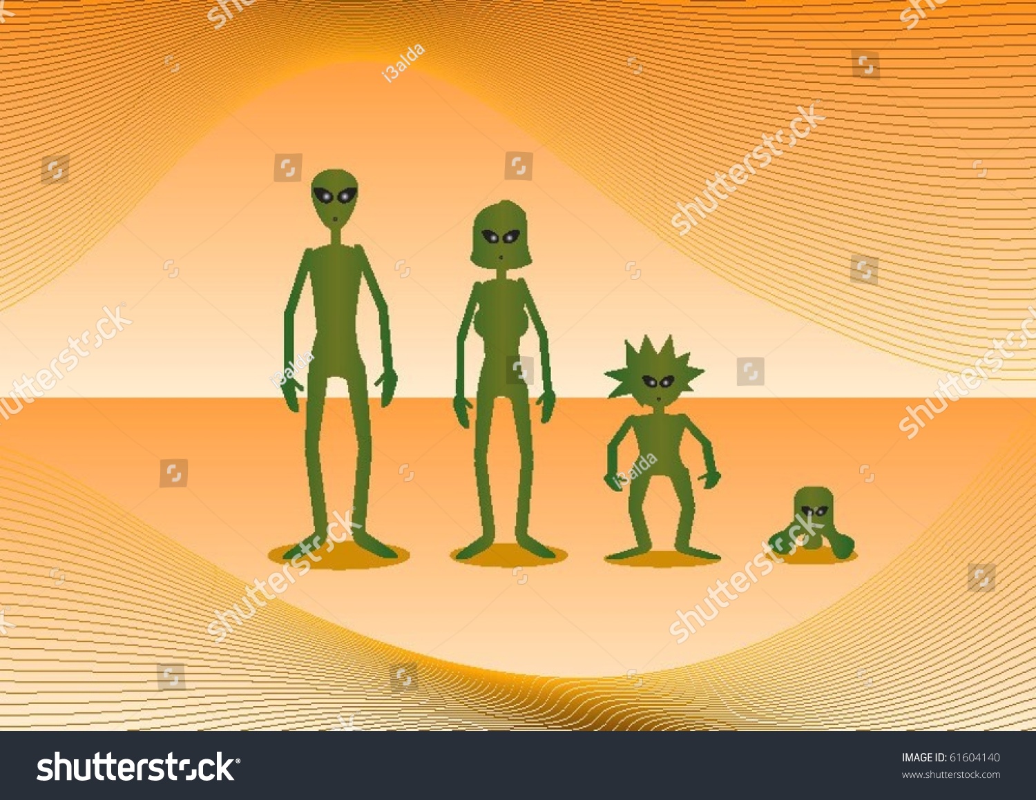 Alien Family Stock Vector Illustration 61604140 : Shutterstock