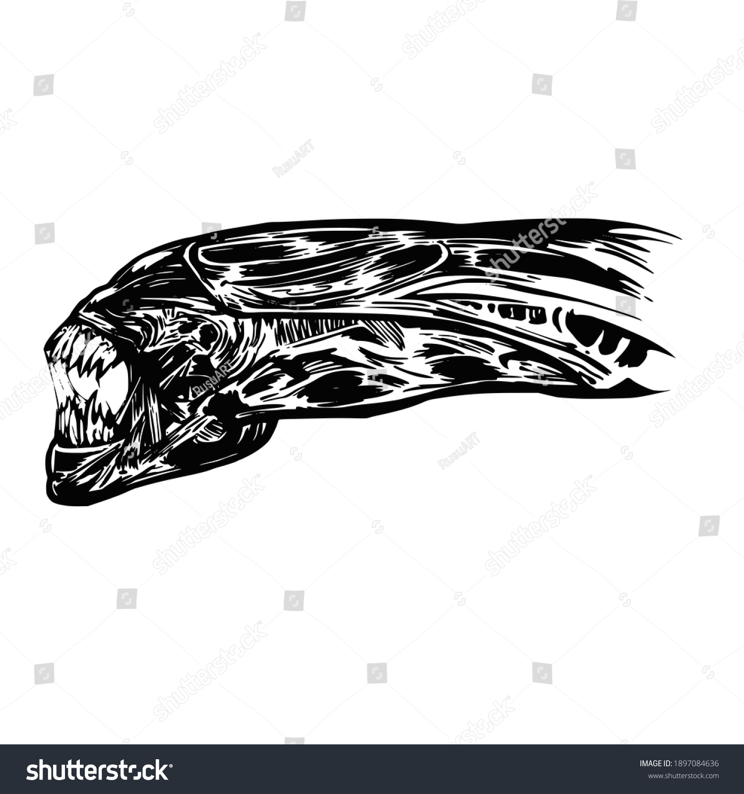 Alien Head Tattoo Vector Illustration Stock Vector (Royalty Free ...
