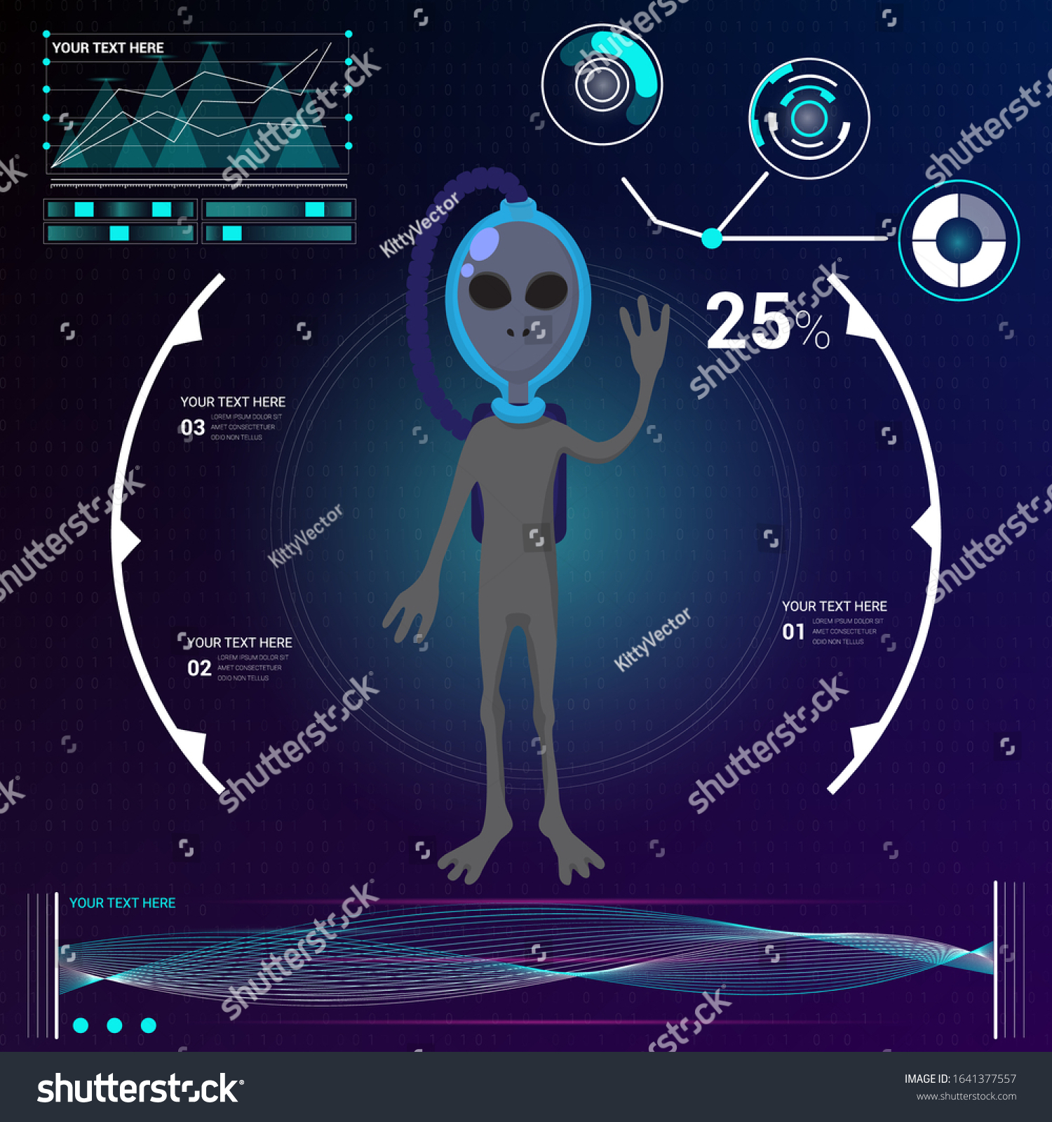 Alien Humanoid Scanning Process Spaceport Vector: เวกเตอร์สต็อก (ปลอด ...