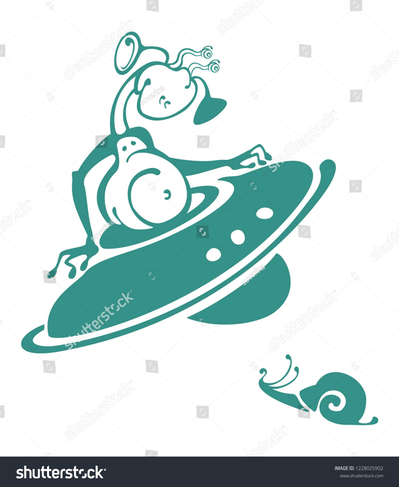 Alien Flying Saucer Vector Drawing 库存矢量图（免版税）1228025902 | Shutterstock