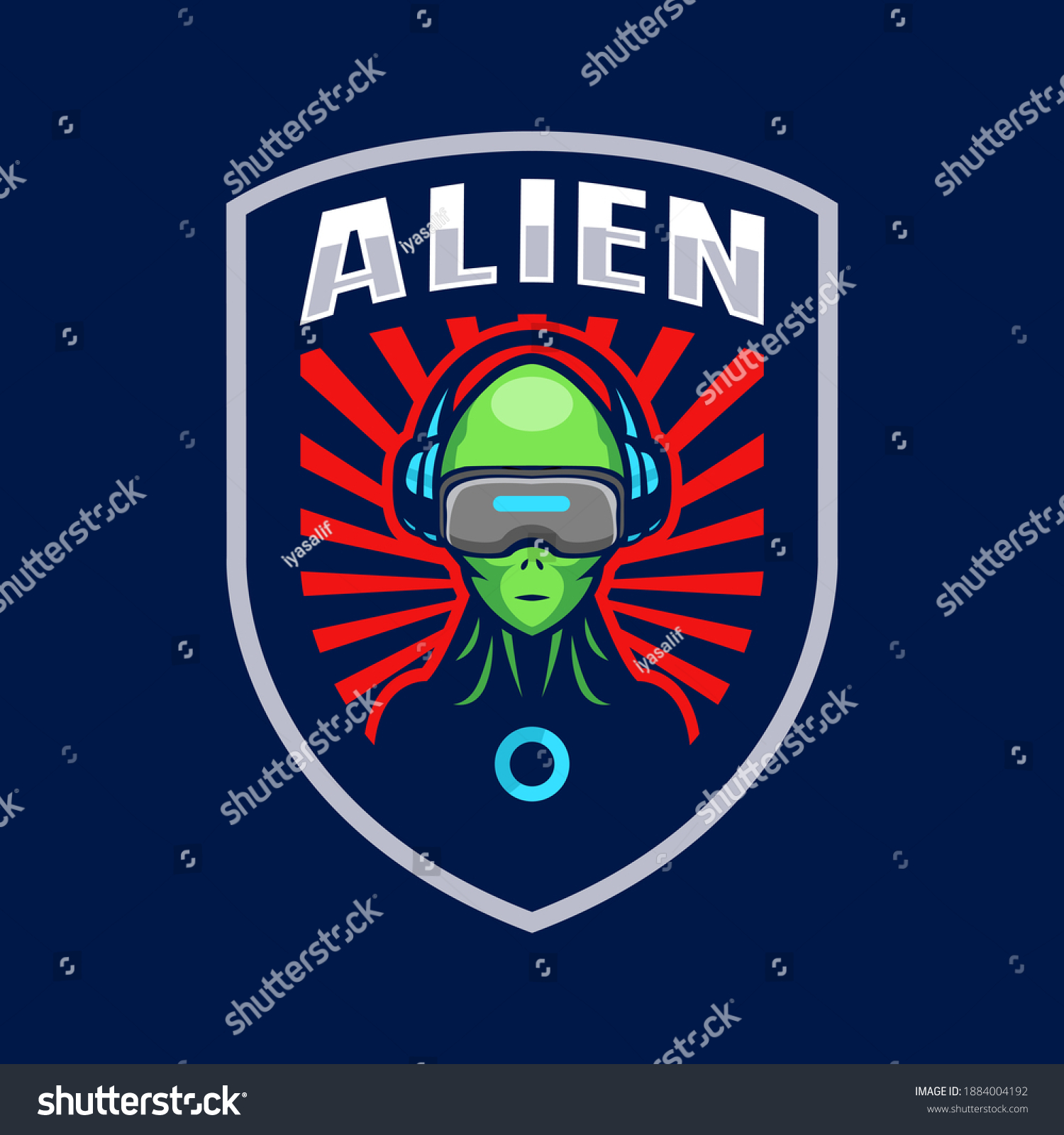 Alien Mascot Badge Logo Template Stock Vector (Royalty Free) 1884004192 ...