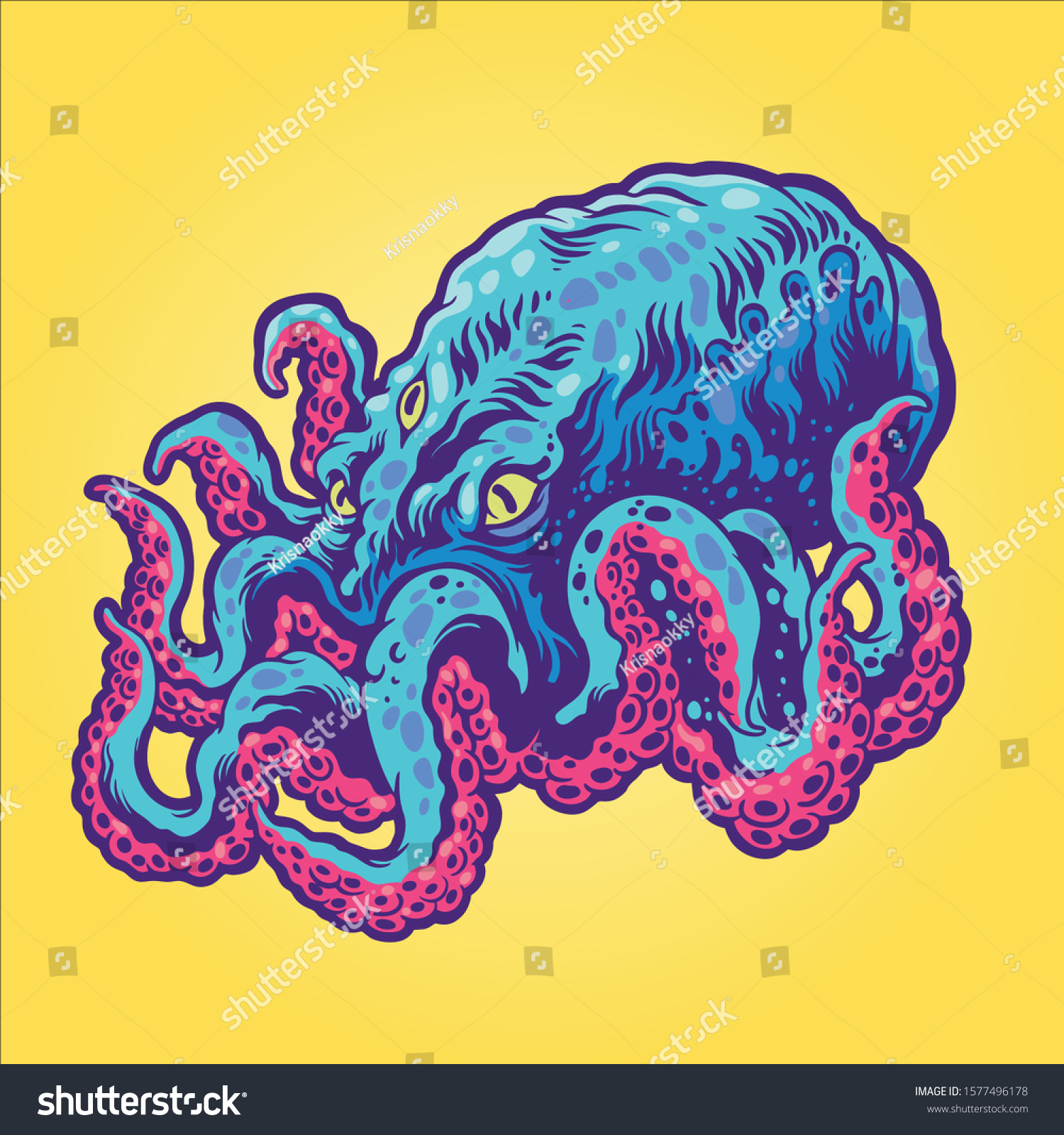 Alien Octopus Character Design Illustration: เวกเตอร์สต็อก (ปลอดค่า ...