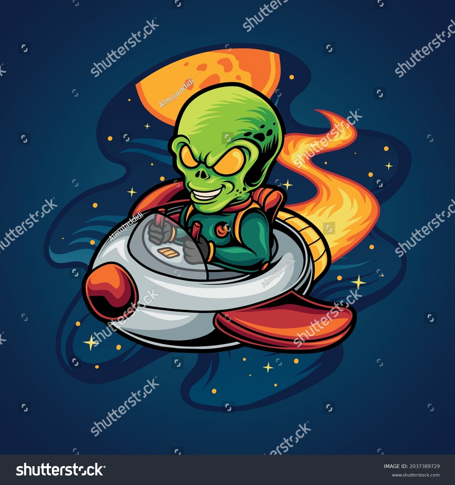 Alien Ride Spaceship Vector Illustration Stock Vector (Royalty Free ...