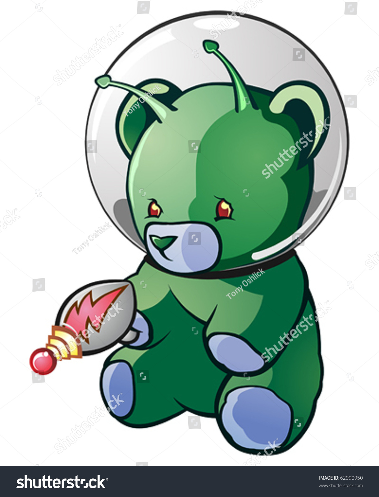 Alien Teddy Bear Cartoon Character Stock Vector Illustration 62990950 ...