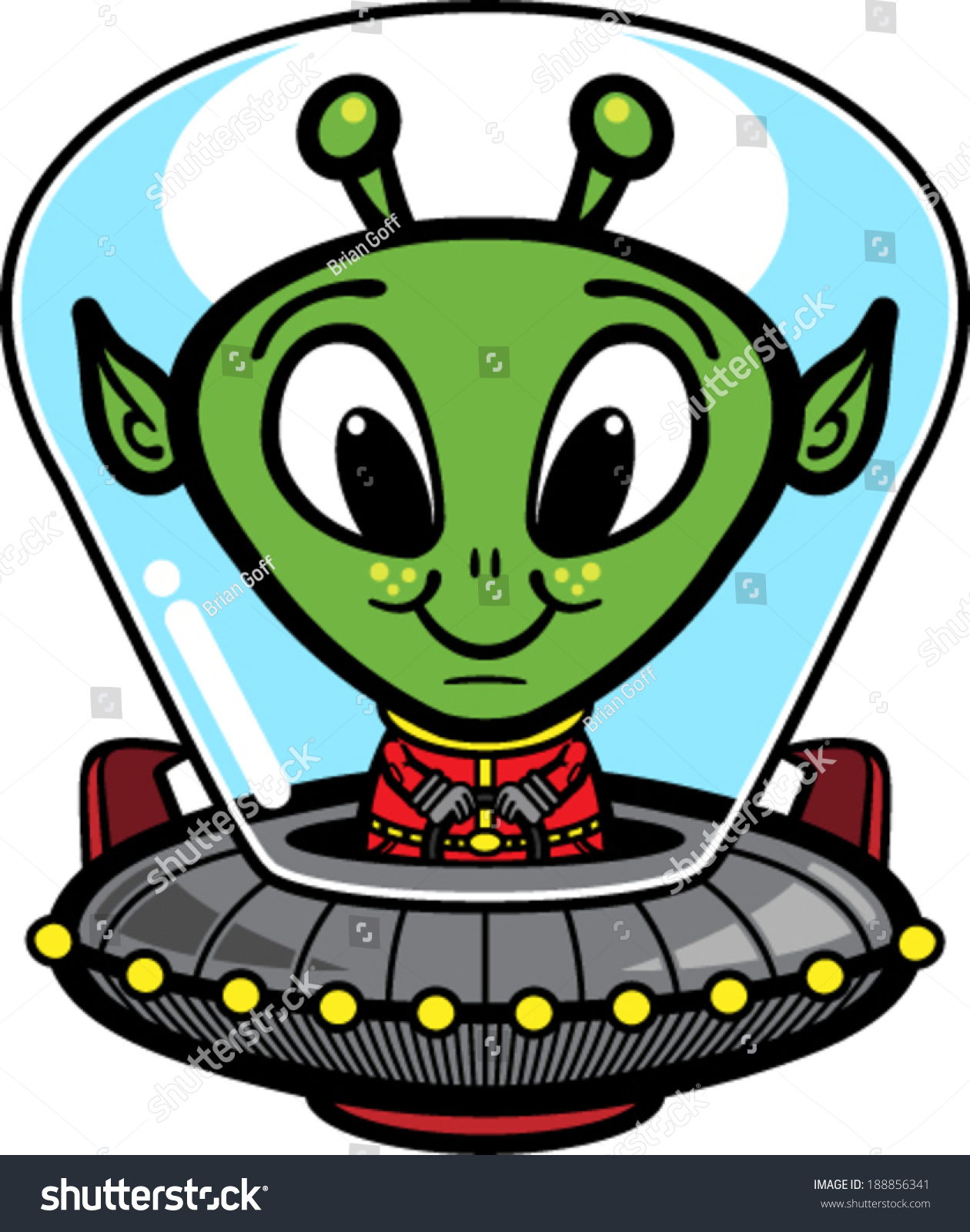 Alien Ufo Cartoon Vector Illustration Vectores En Stock 188856341 ...