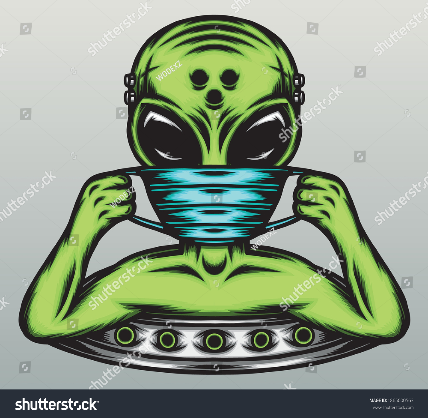 Alien Wearing Mask Premium Vector Stock Vector (Royalty Free ...