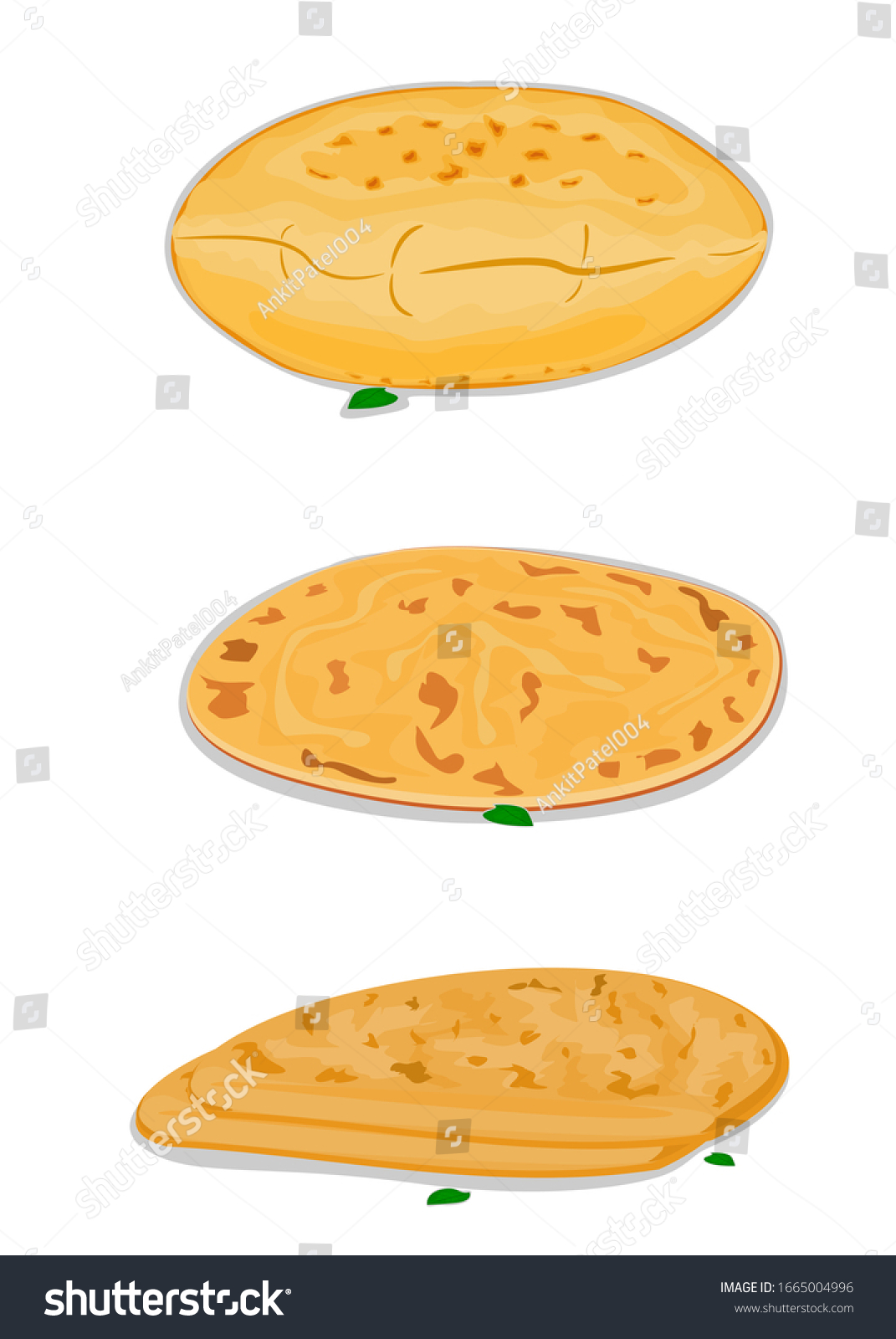 All Chapati Indian Roti Bread Vector Stock Vector (Royalty Free) 1665004996
