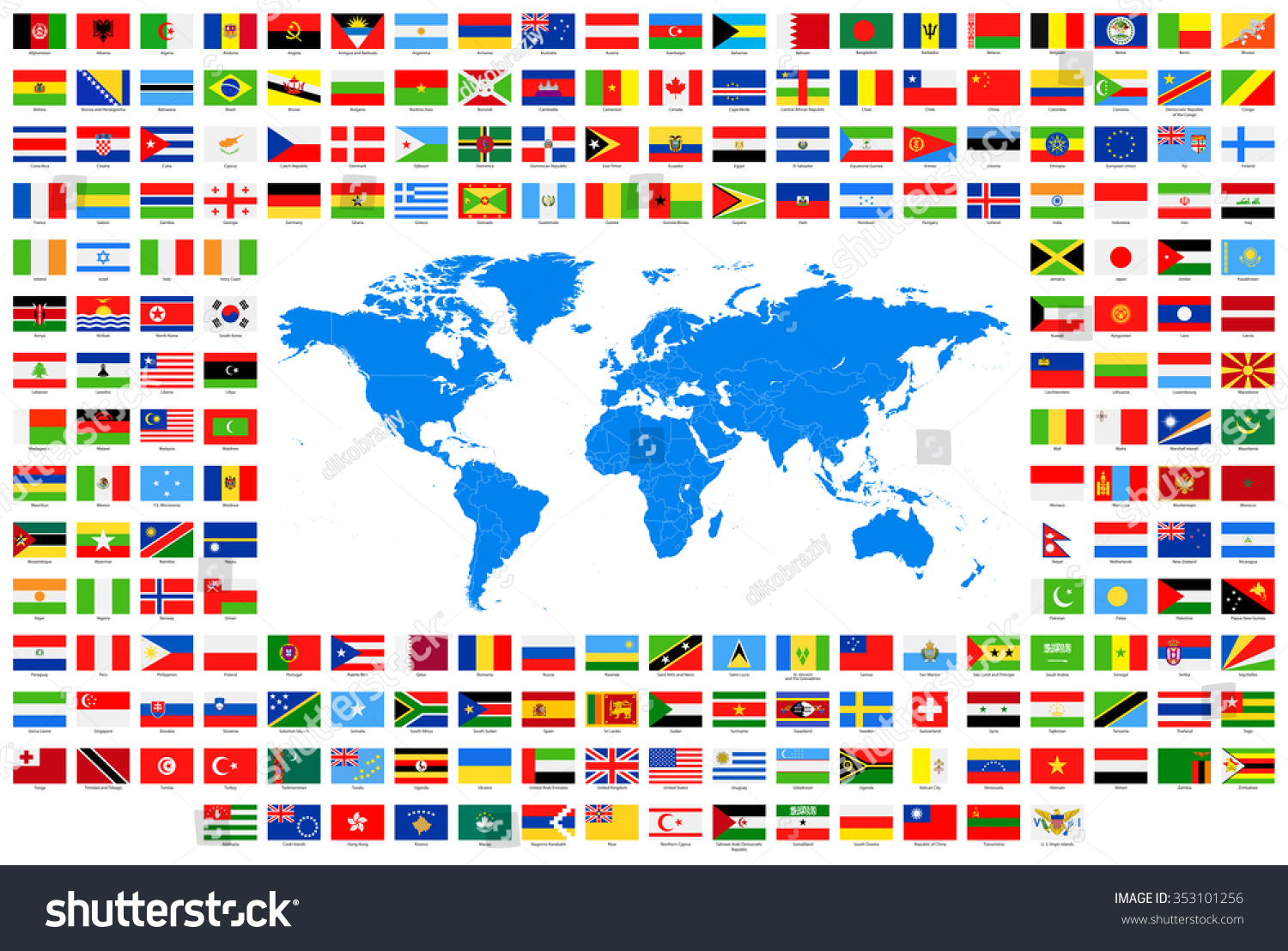 Vektor Stok All Flags World Map Vector Collection (Tanpa Royalti ...