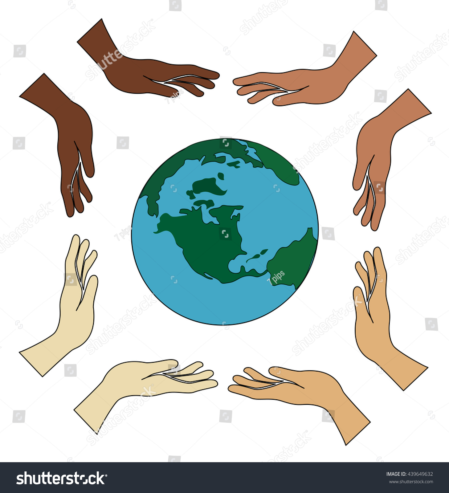 All Hands Holding World Vector Eps10 Stock Vector (Royalty Free) 439649632