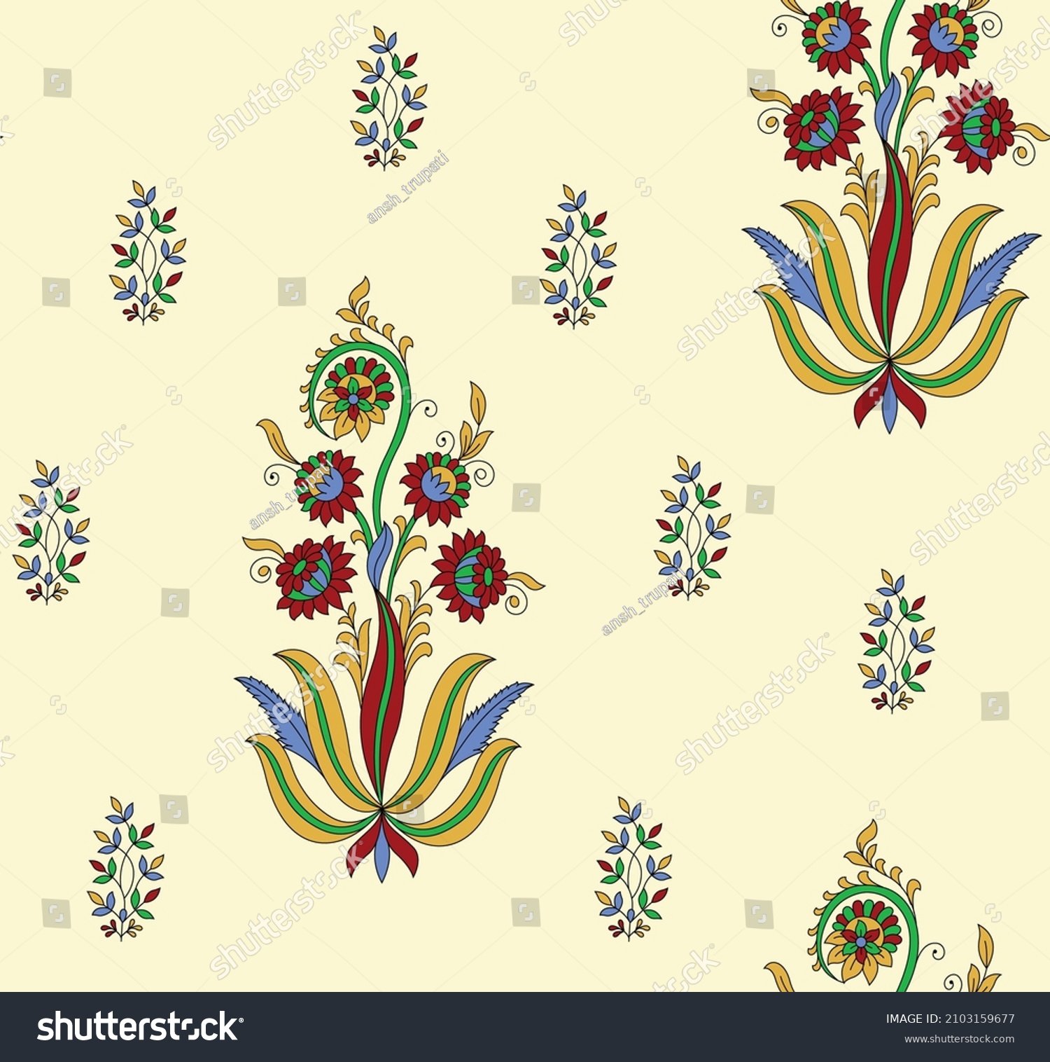 All Over Vector Flower Motif Pattern Stock Vector (Royalty Free ...