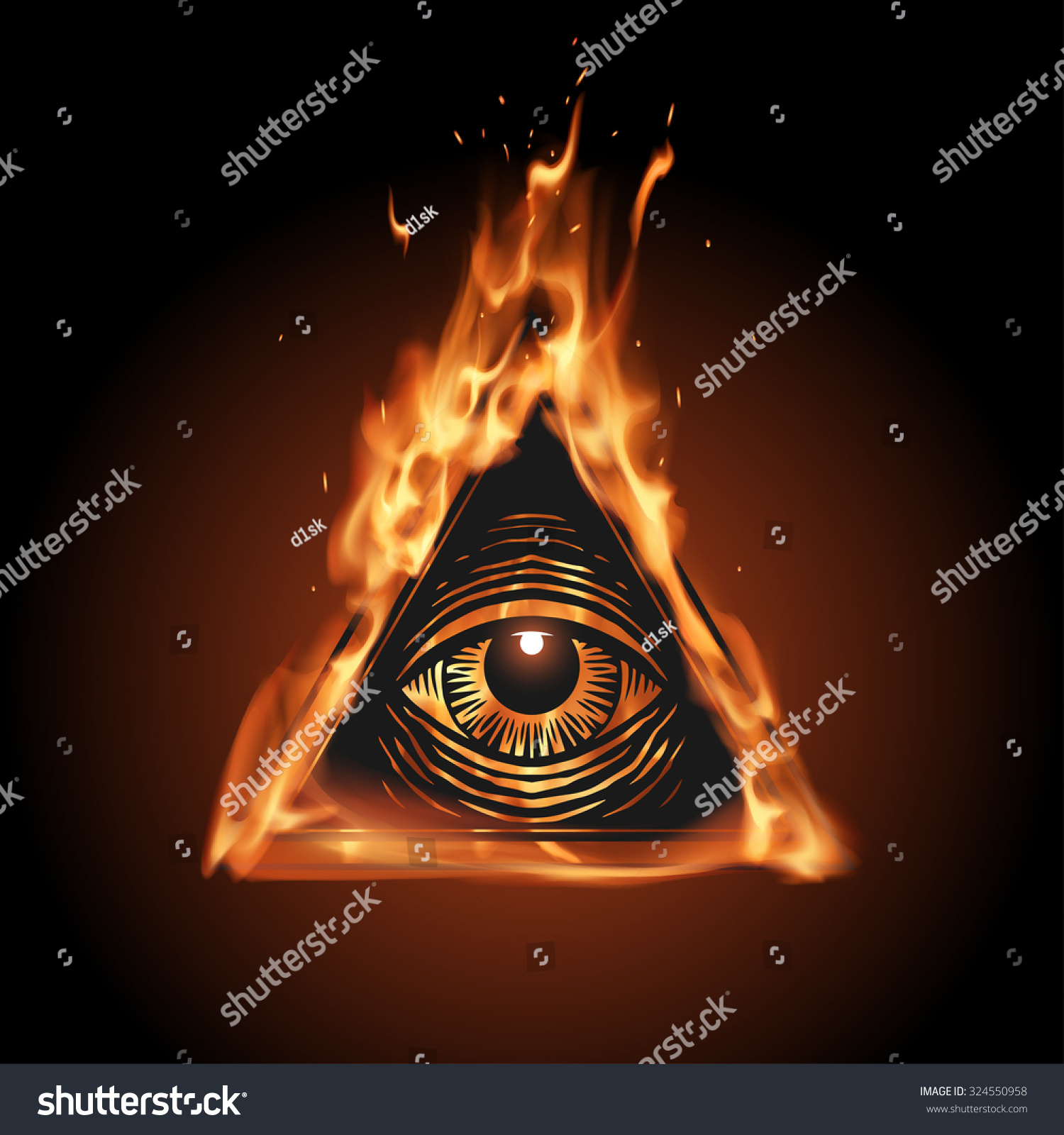3 All seeing eye in pyramid and flame tattoo Images, Stock Photos ...