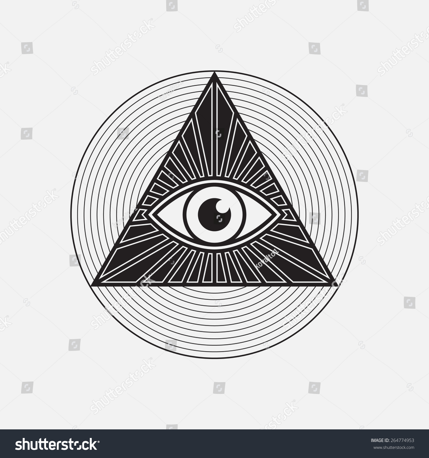 All Seeing Eye Symbol Vector Illustration 스톡 벡터(로열티 프리) 264774953 ...