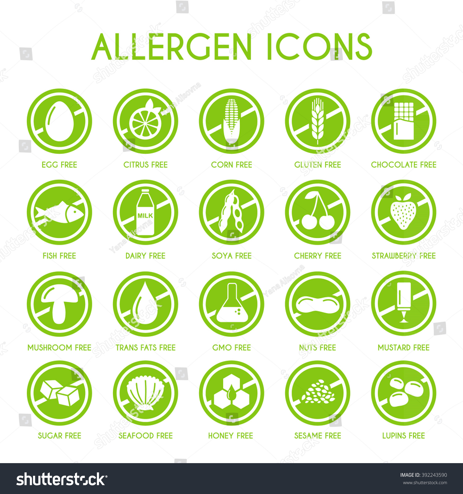 Allergen Icons Vector Set 392243590 Shutterstock