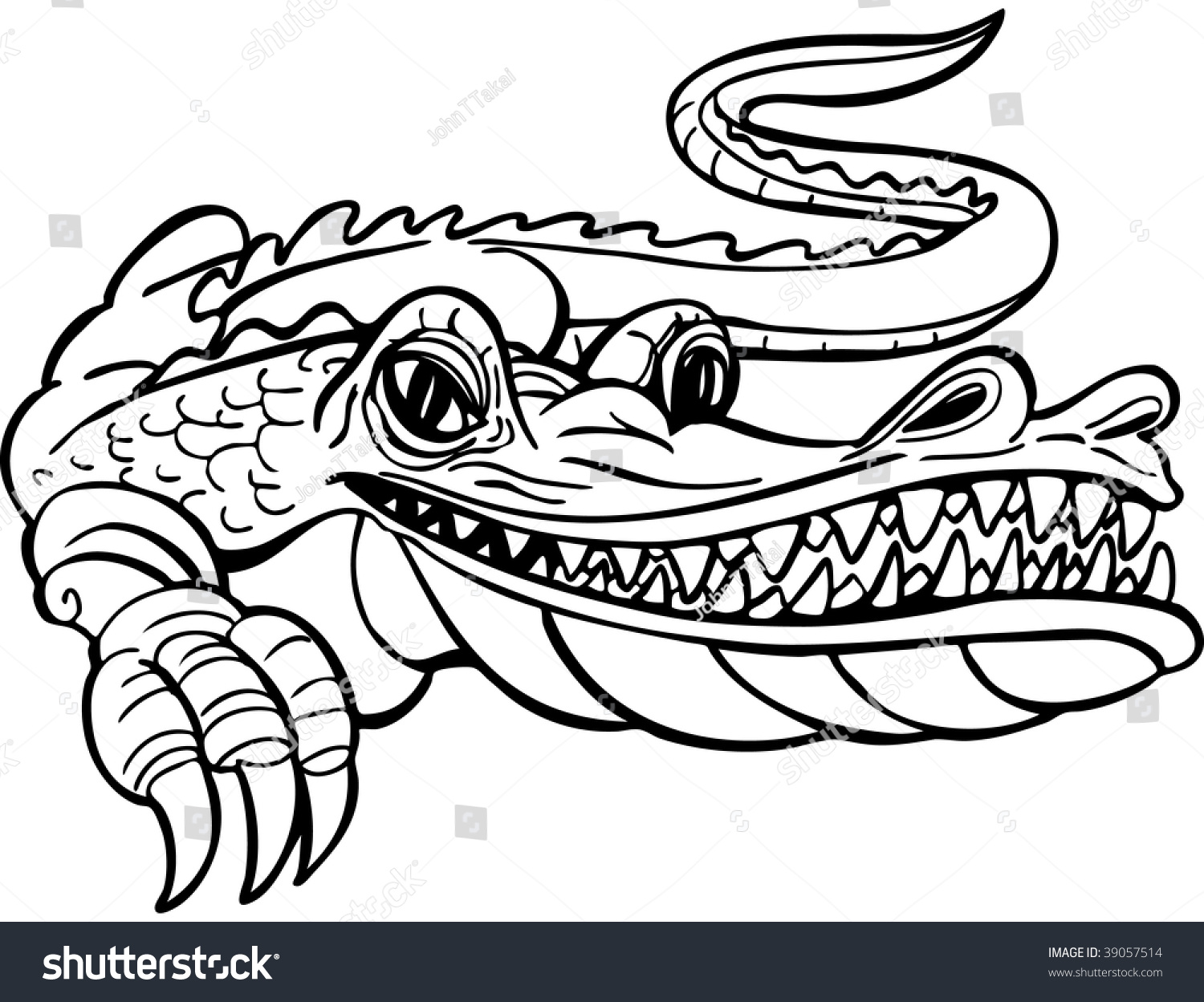 Alligator Line Art Stock Vector Illustration 39057514 : Shutterstock