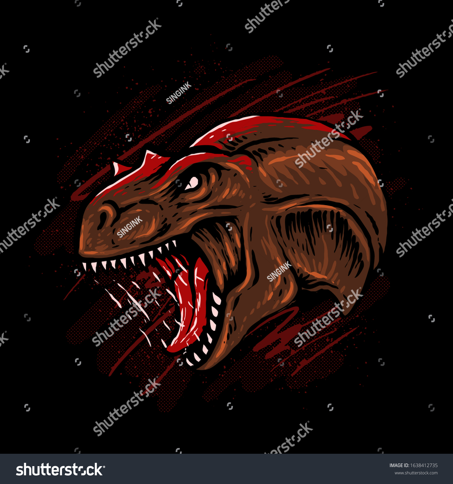 Allosaurus Brown Head Vector Illustrator เวกเตอร์สต็อก ปลอดค่า