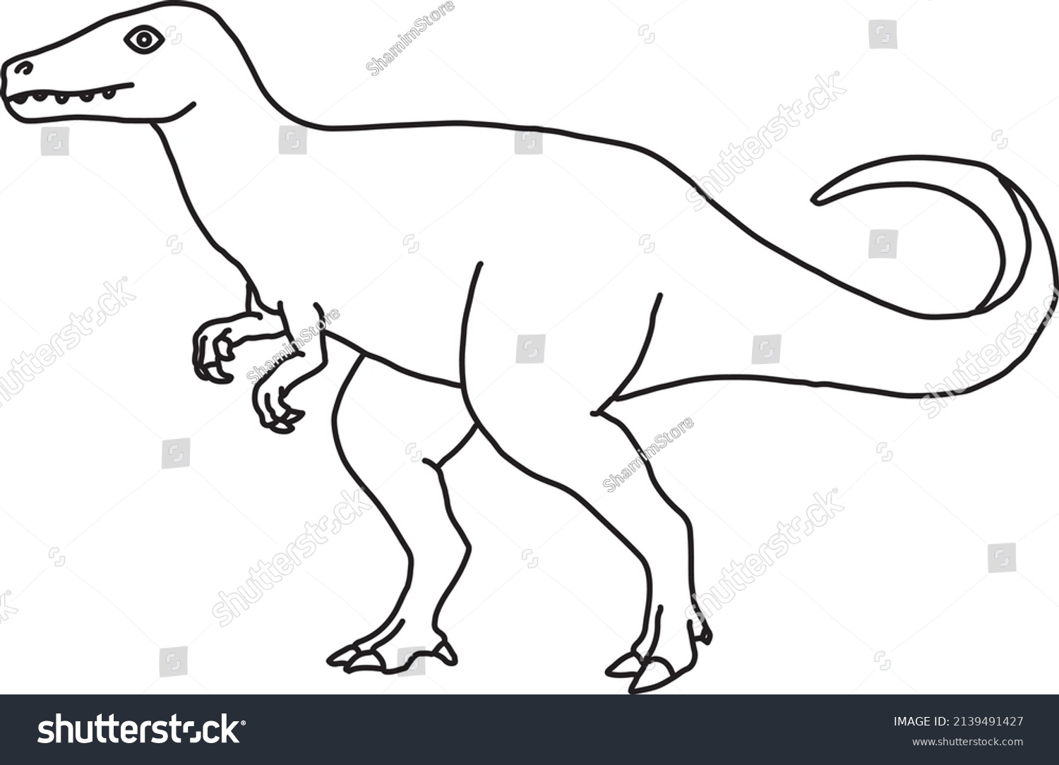 Allosaurus Line Art Vector Drawing Stock Vector (Royalty Free ...