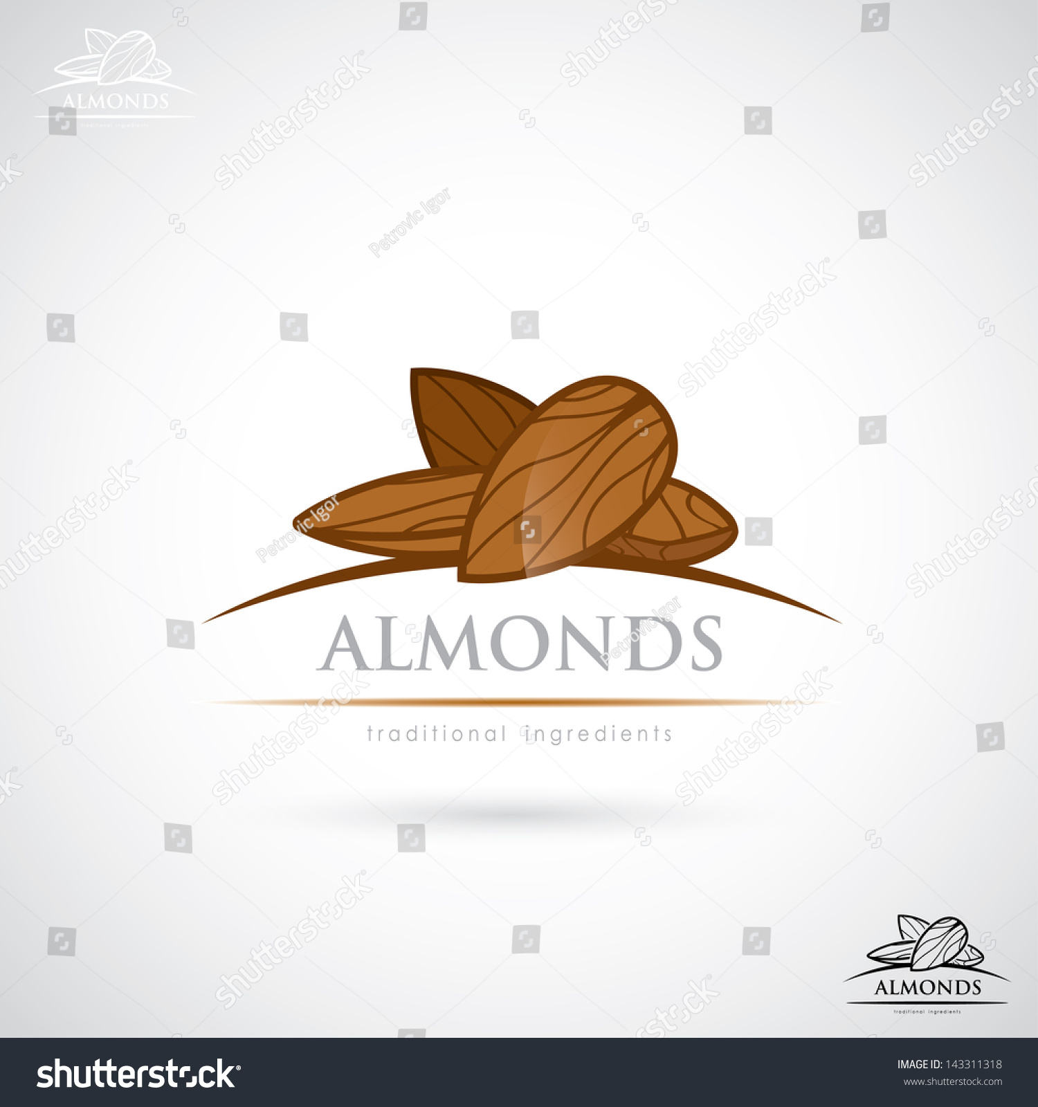 Almonds Label Vector Illustration Stock Vector (Royalty Free) 143311318