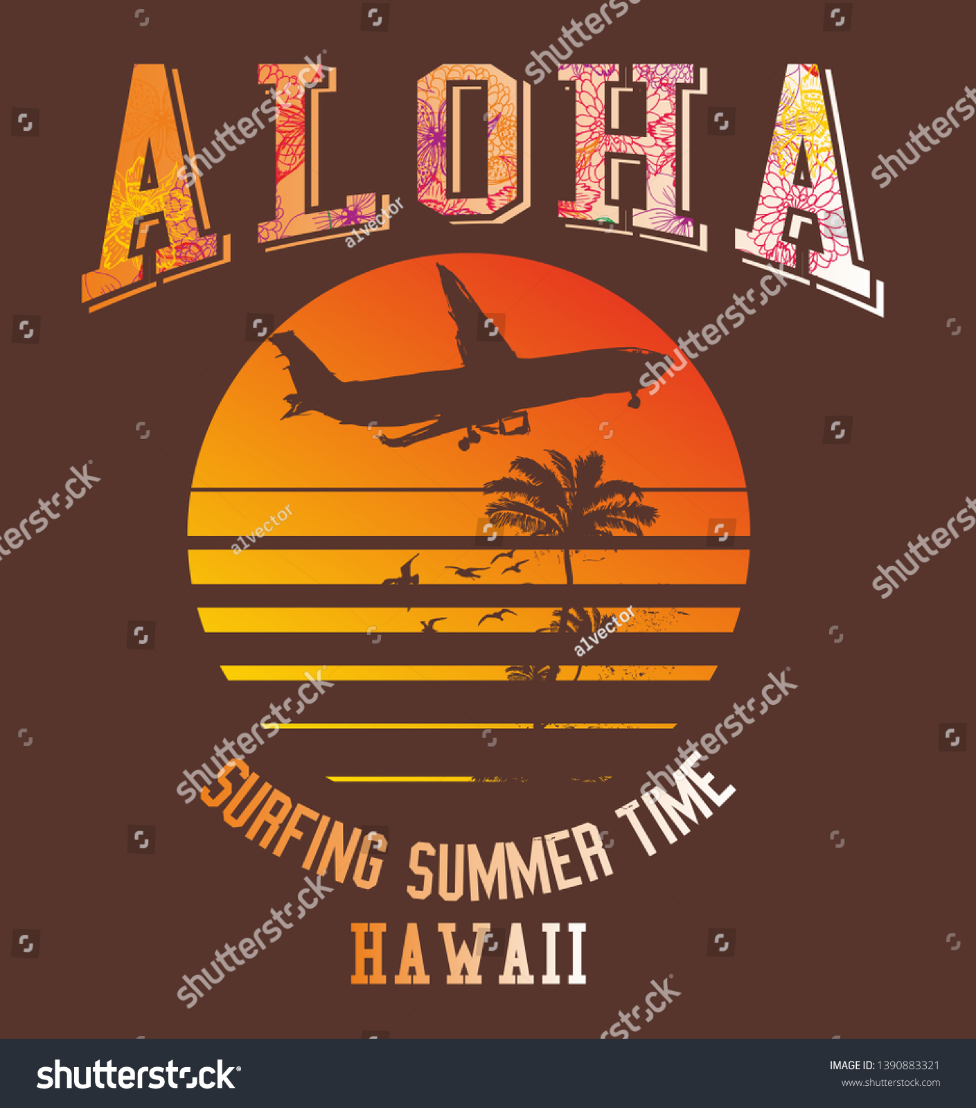 Aloha Graphic Design Vector Art Stock Vector (Royalty Free) 1390883321 ...